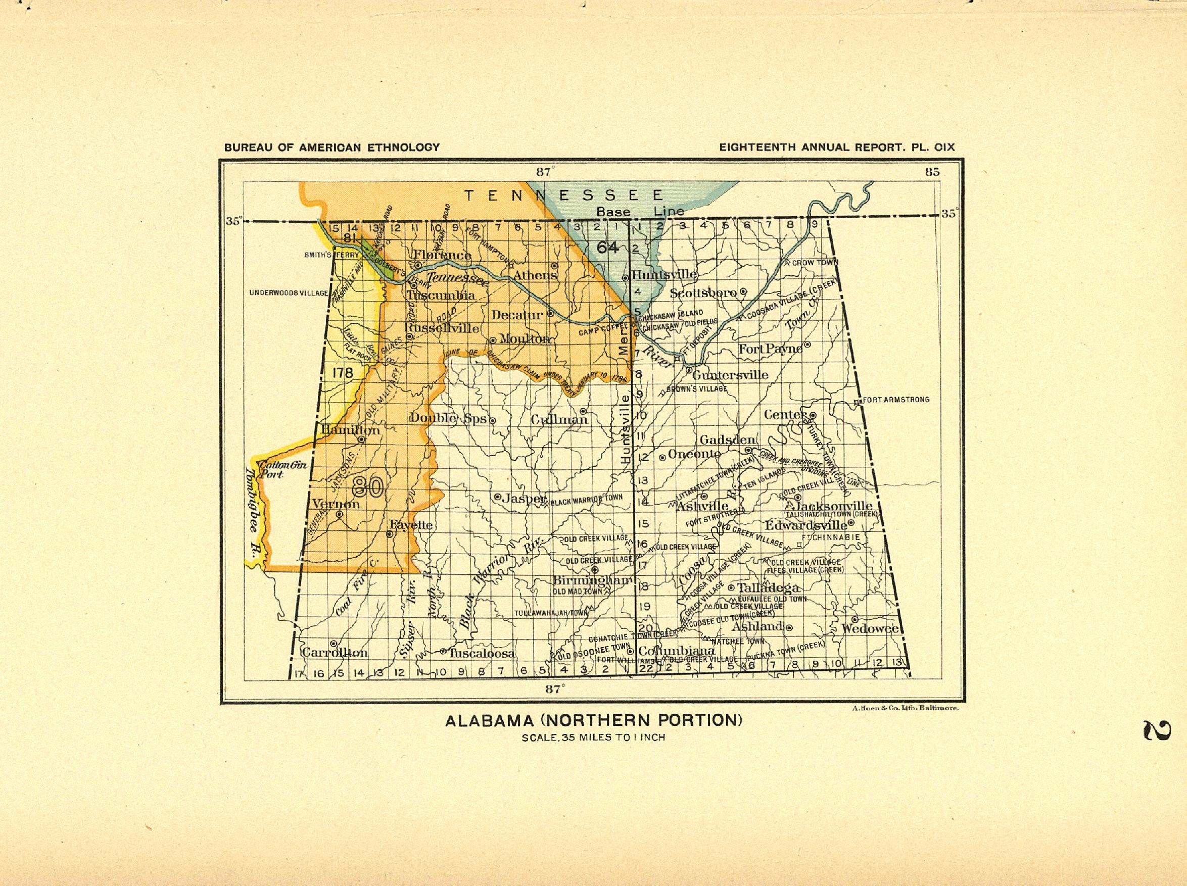 Indigenous Peoples' Land Cessions 1896-97: Alabama North – WardMaps LLC