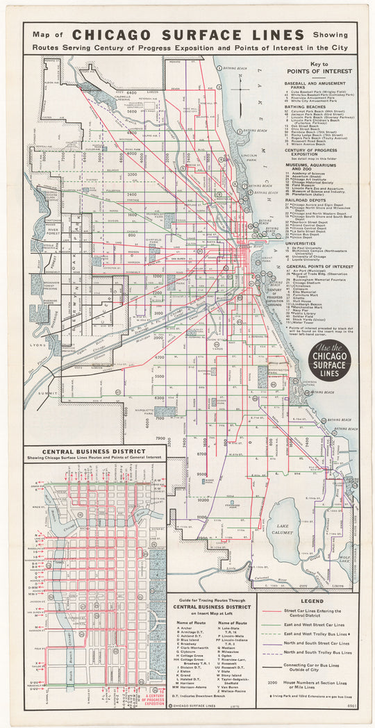 Chicago Surface Lines (Illinois) Transit System Map 1934 – WardMaps LLC