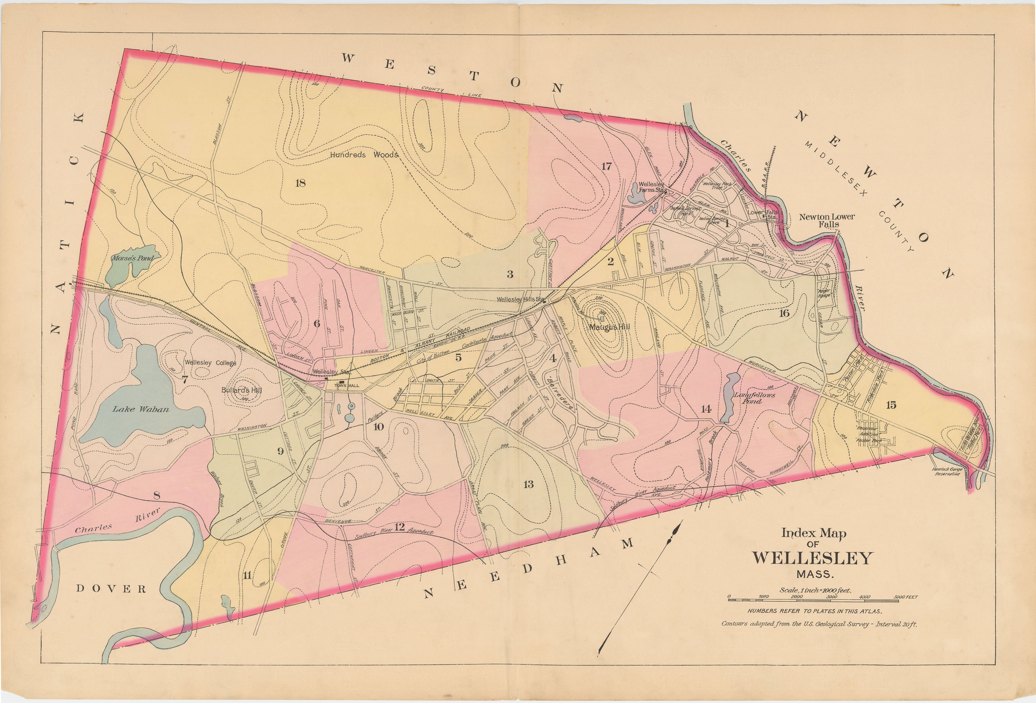 Wellesley, Massachusetts 1897 Index Map – WardMaps LLC