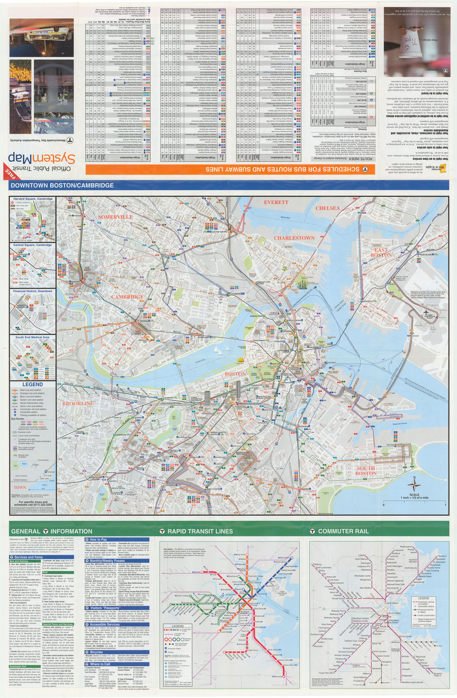 Boston, Massachusetts MBTA System Route Map 2002 (Side B) – WardMaps LLC