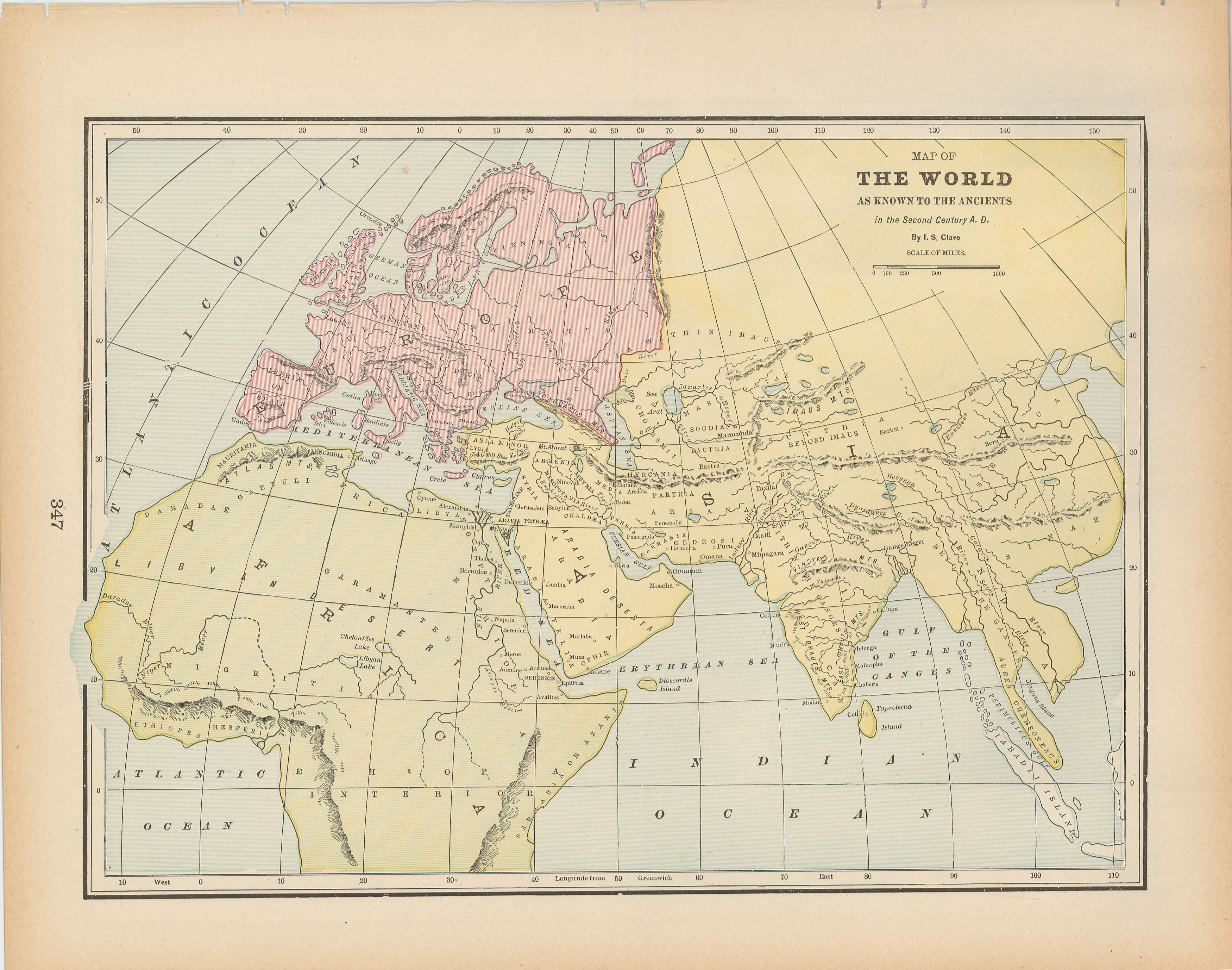Classical Map 1894: The World as Known to the Ancients in the 2nd Cent ...