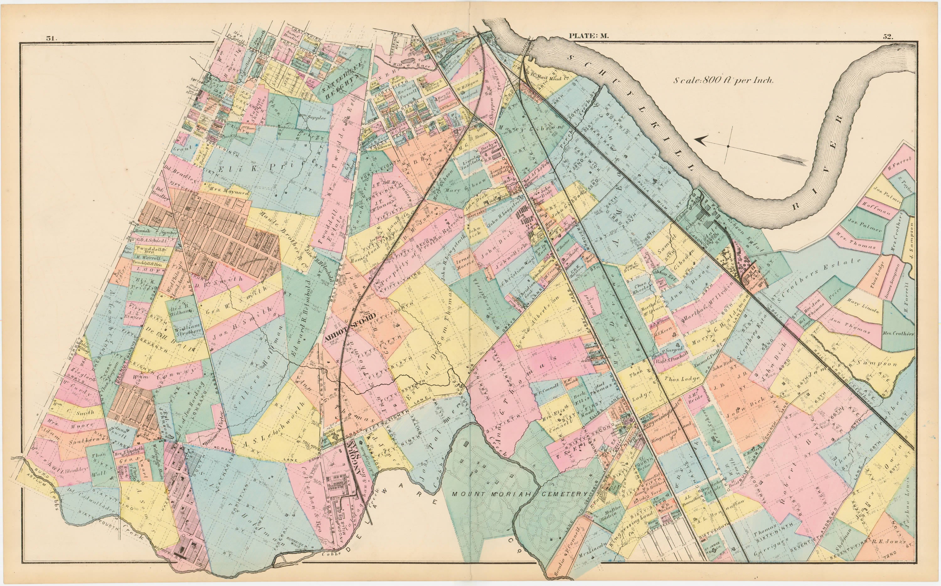 West Philadelphia, Pennsylvania 1872 Plate M – WardMaps LLC