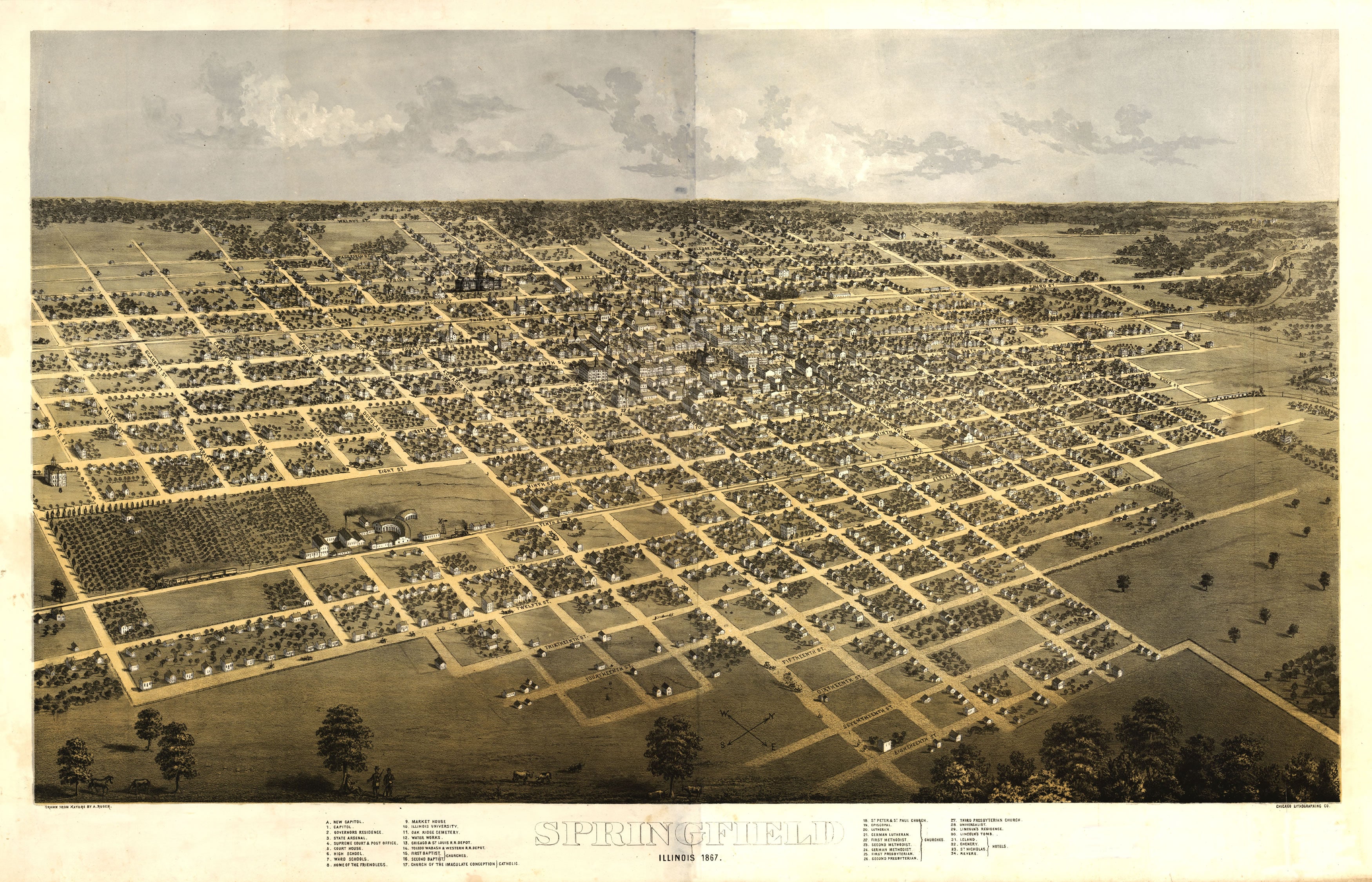 Springfield, Illinois 1867 – WardMaps LLC