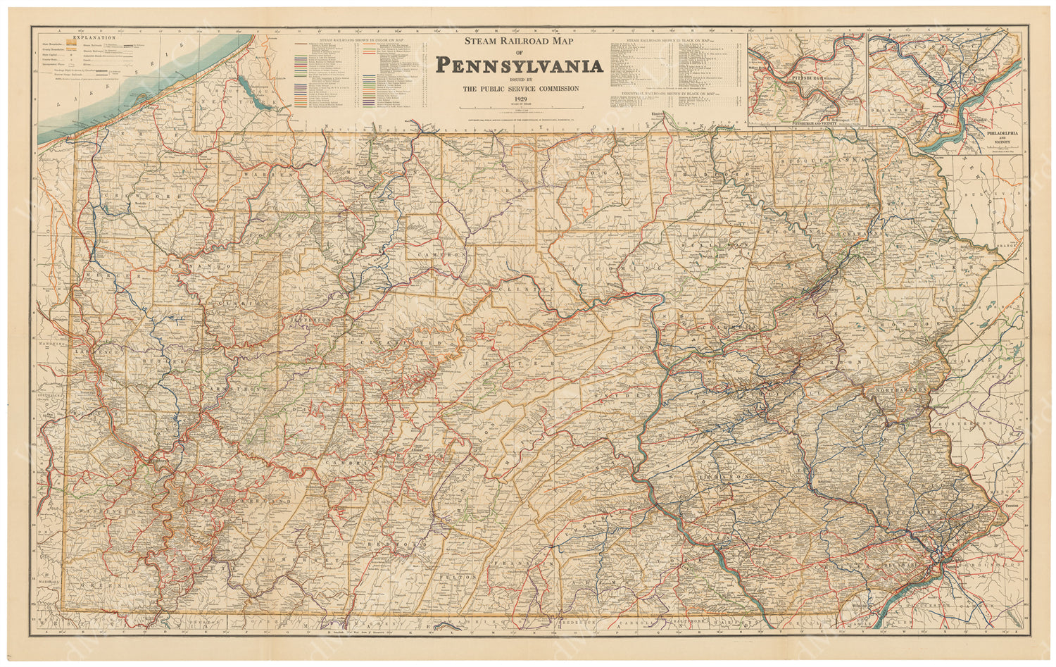 Pennsylvania 1929: Steam Railroad Map – WardMaps LLC