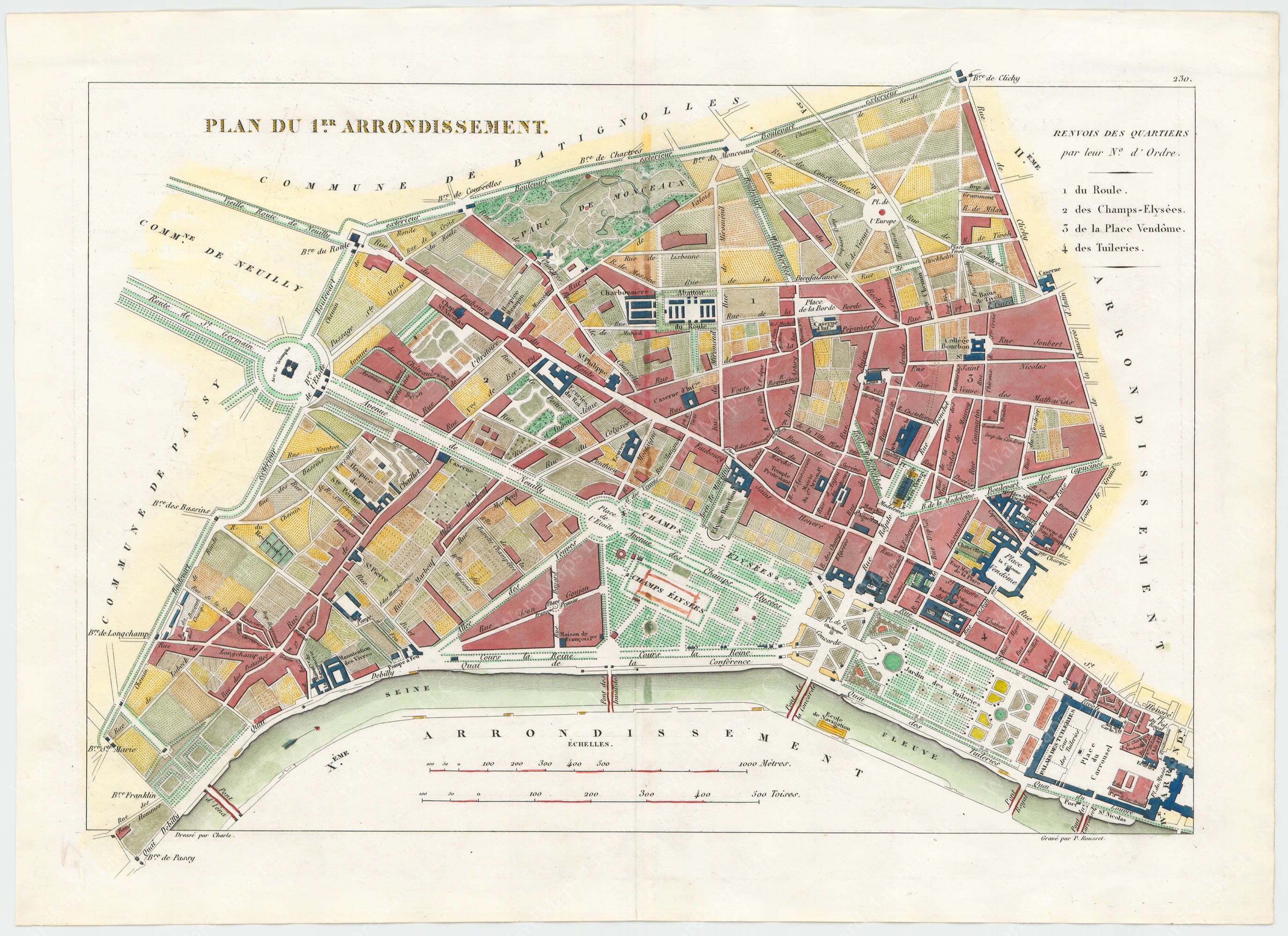 Paris 1845: Plan Du 1er Arrondissement (First Arrondissement ...