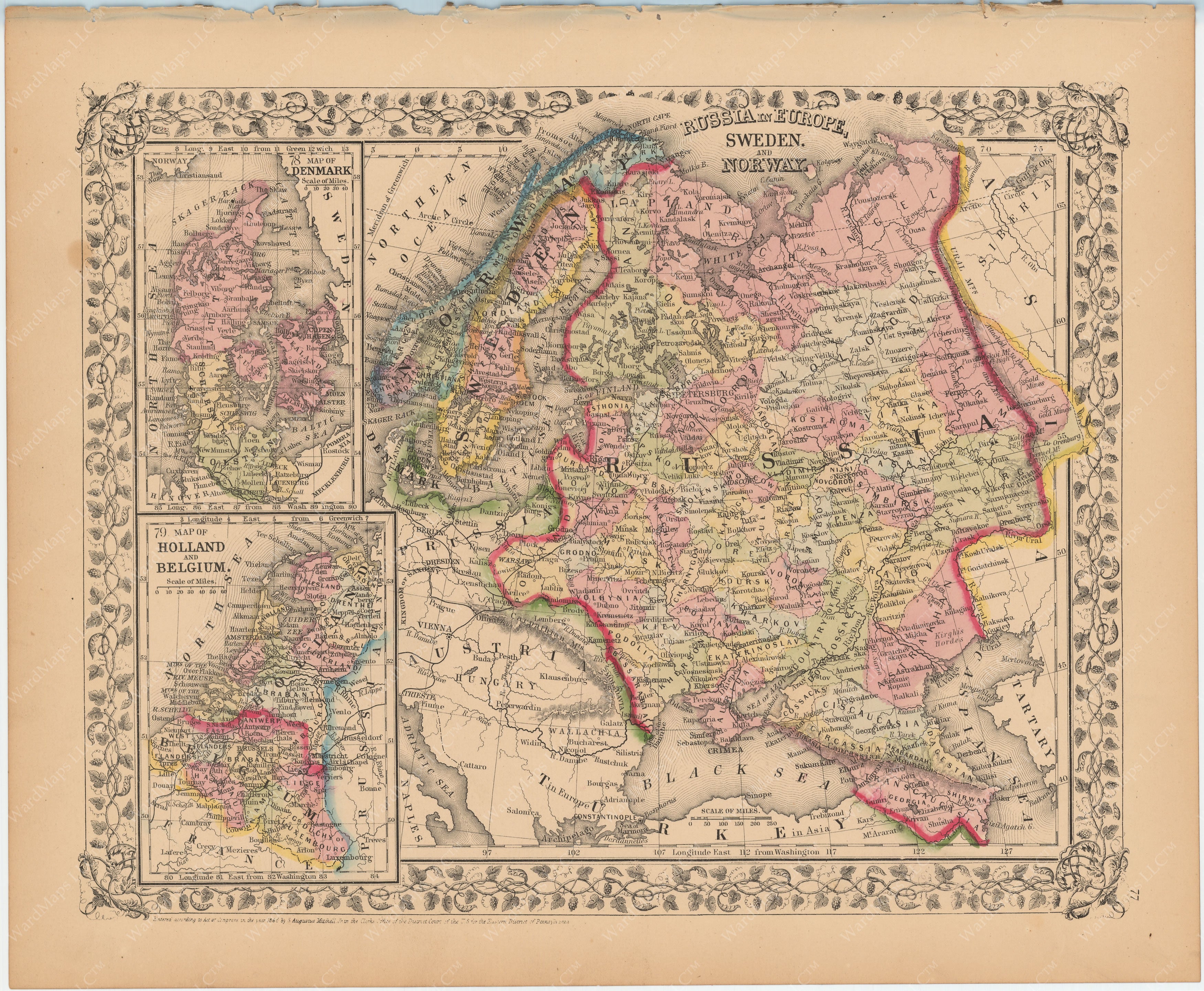 Russia, Scandinavia, Belgium, and Netherlands 1867 – WardMaps LLC