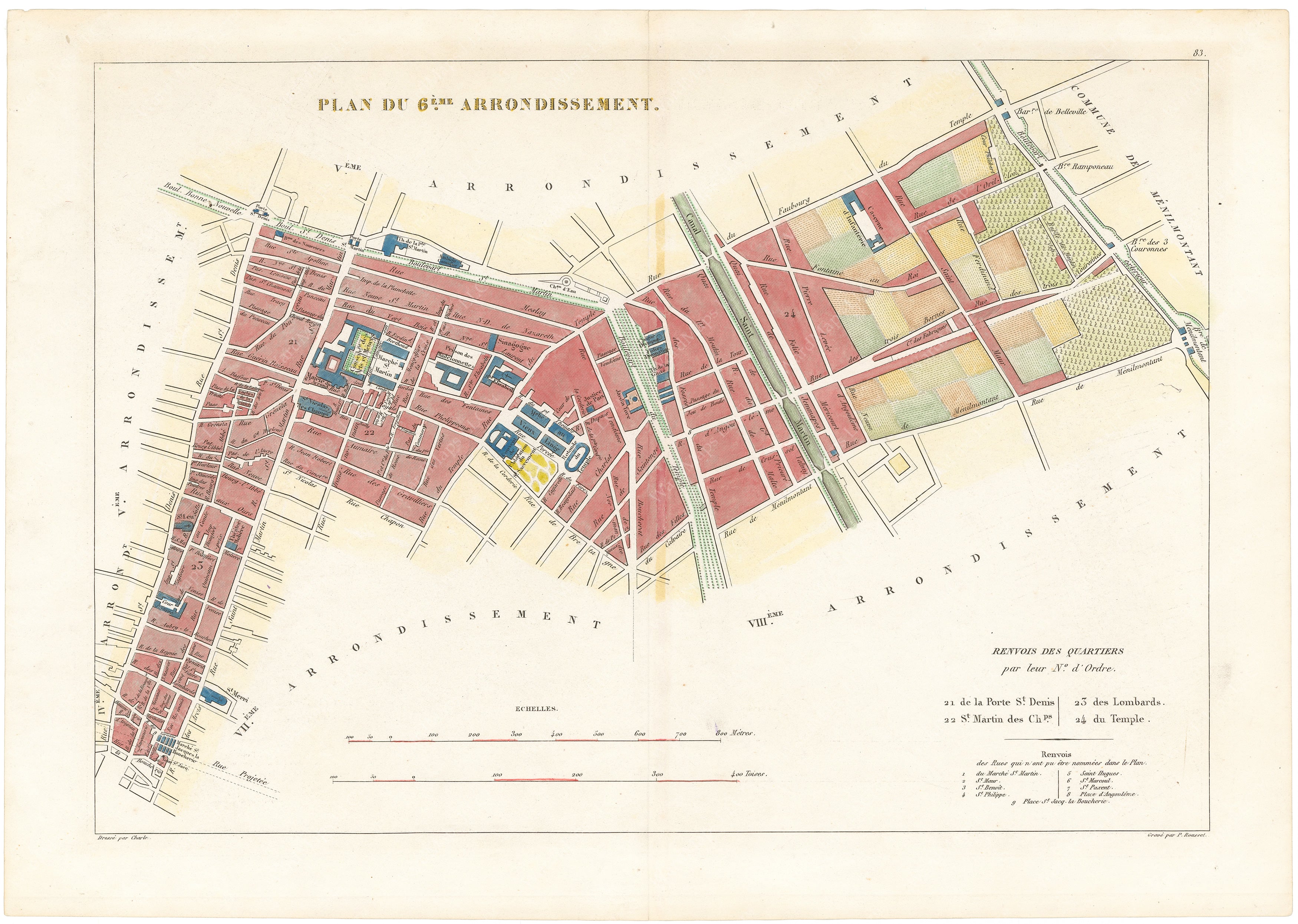 Paris 1845: Plan Du 6eme Arrondissement (Sixth Arrondissement ...