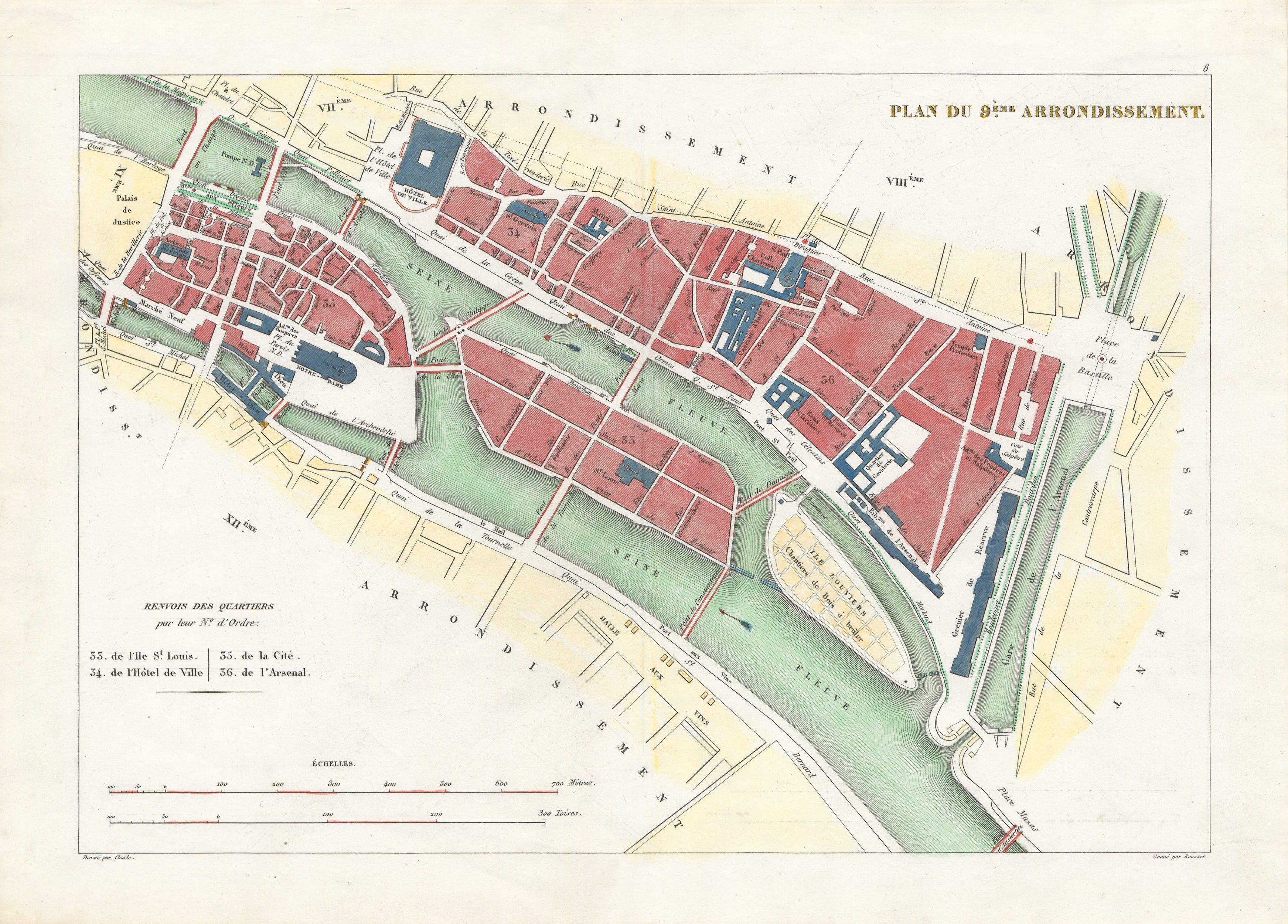 Paris 1845: Plan Du 9eme Arrondissement (Ninth Arrondissement ...