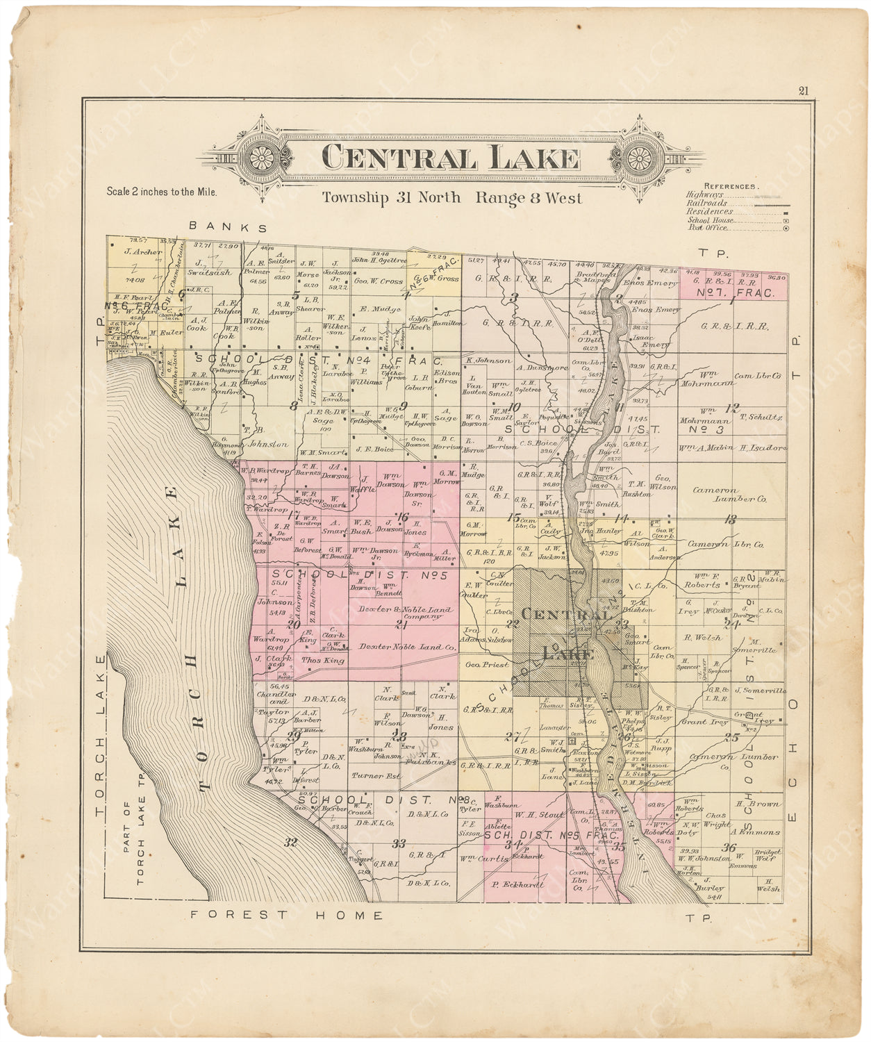 Central Lake, Michigan 1897 – WardMaps LLC
