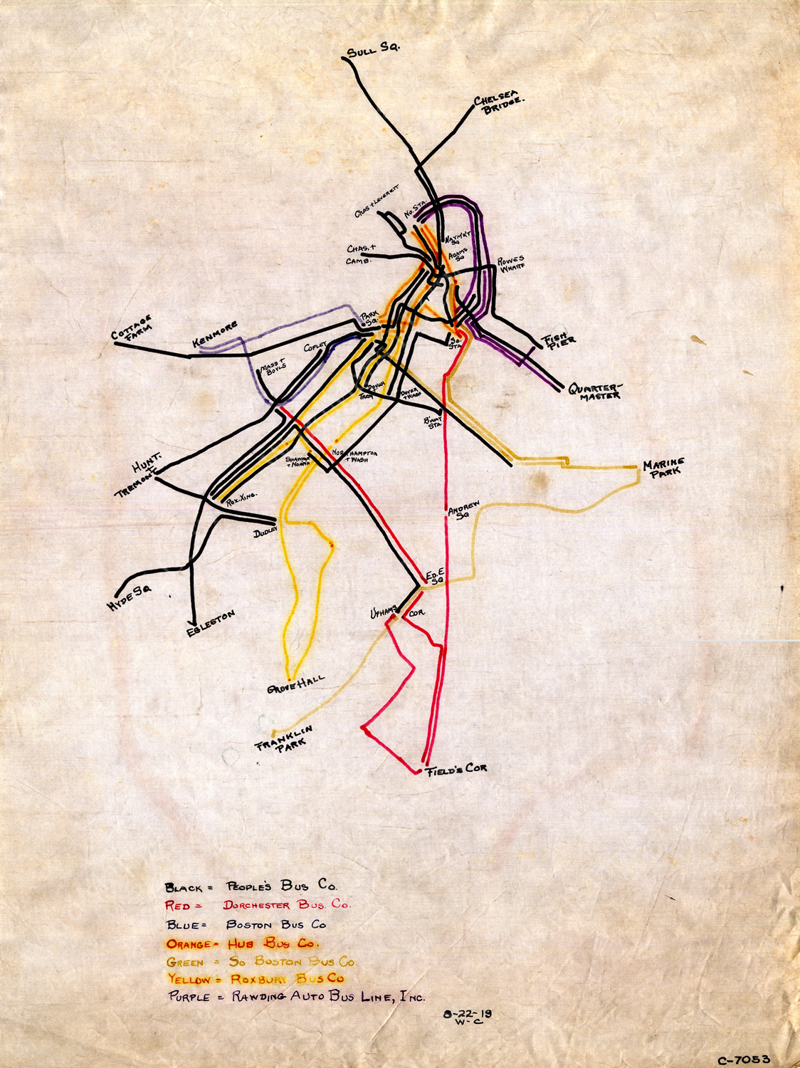 Boston, Massachusetts Jitney Routes 1919 – WardMaps LLC