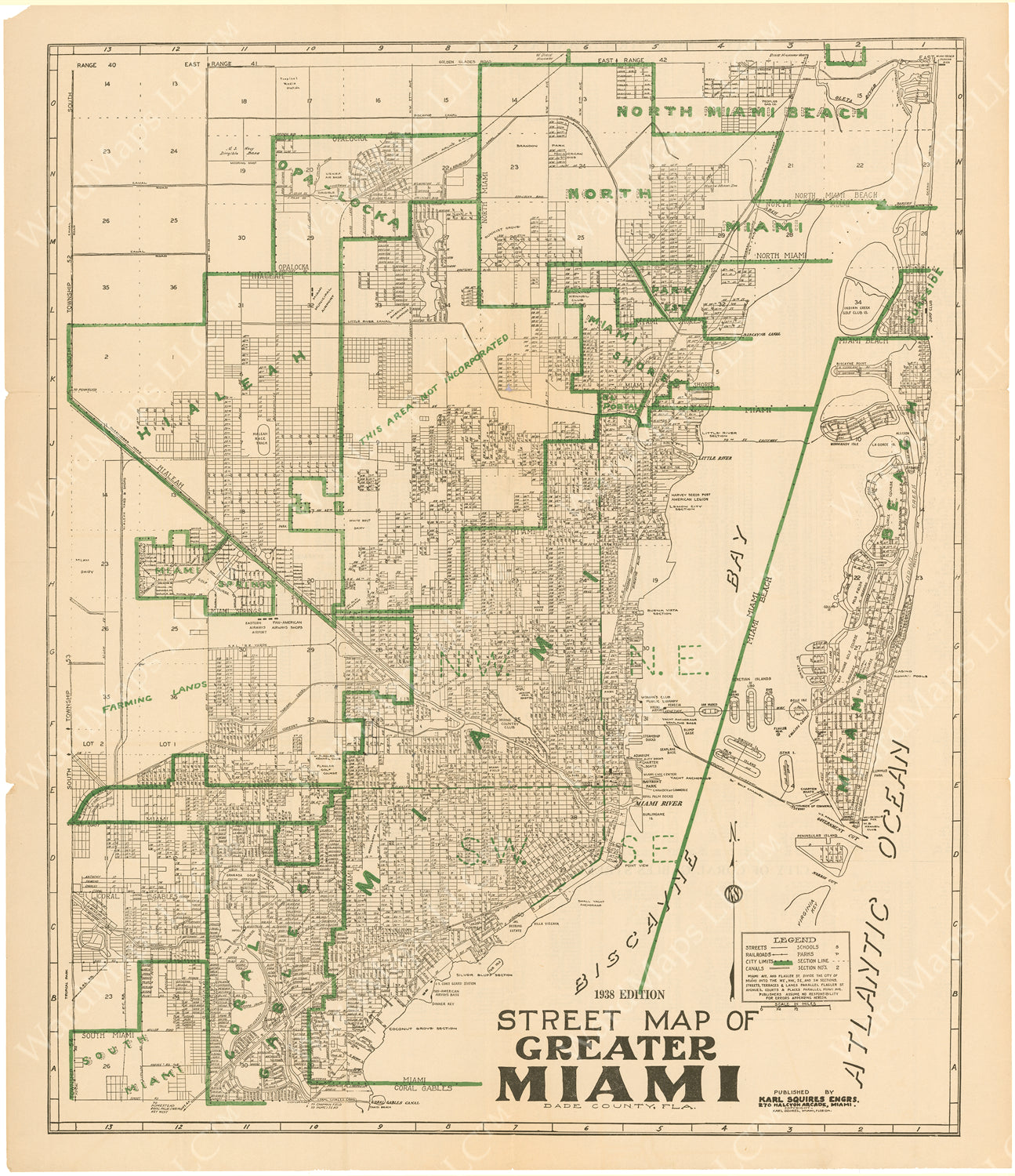 Miami, Florida 1938 – WardMaps LLC