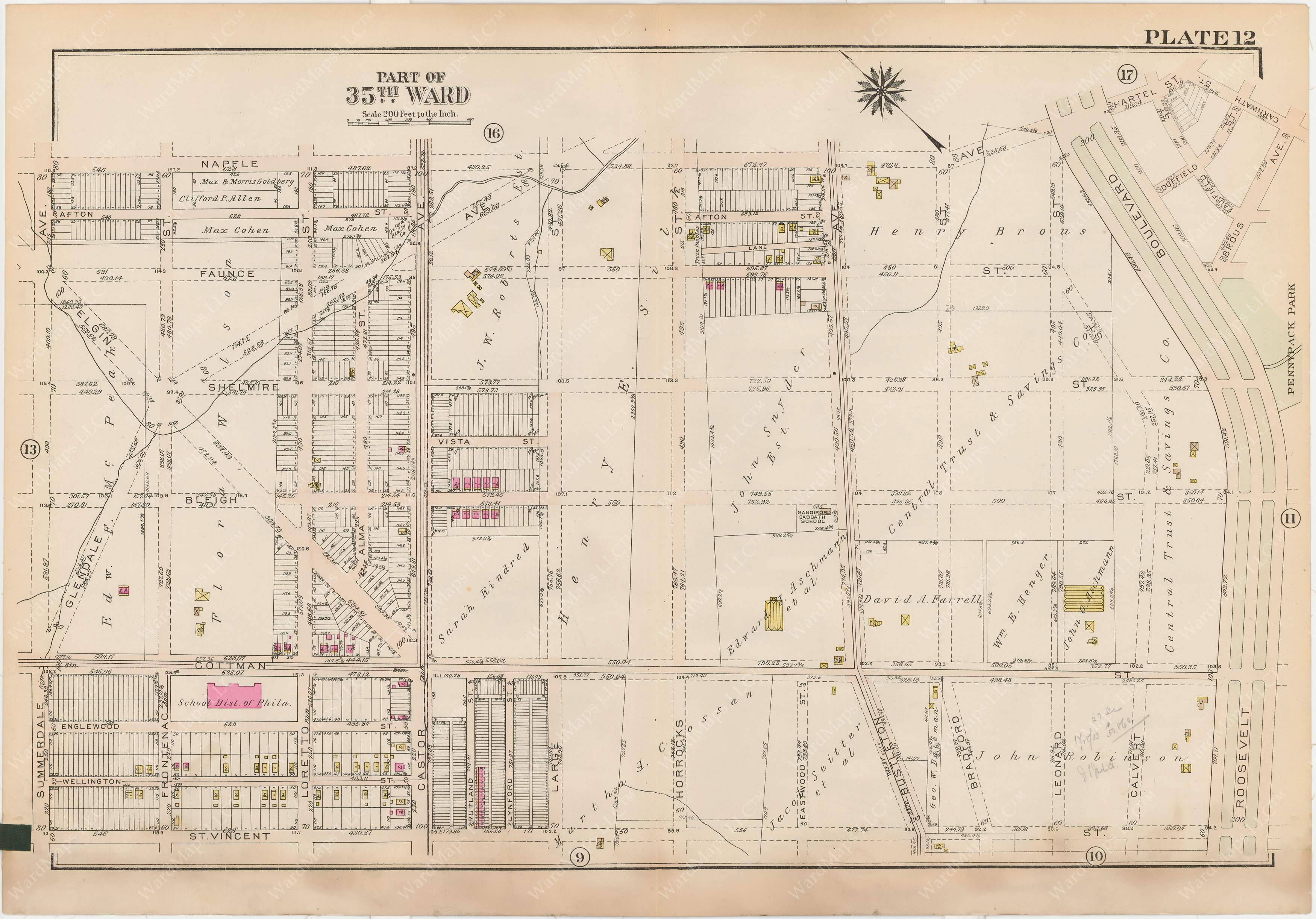 Philadelphia, Pennsylvania, 1927, 35th Ward: Plate 012 – WardMaps LLC