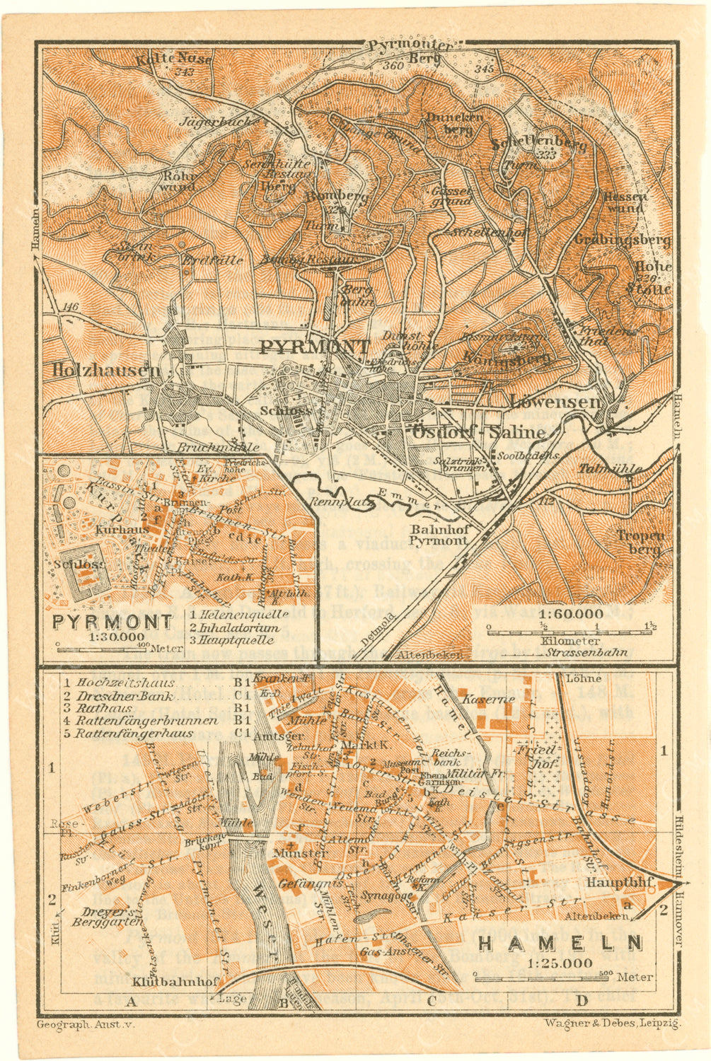Hamelin and Pyrmont, Germany 1925 – WardMaps LLC