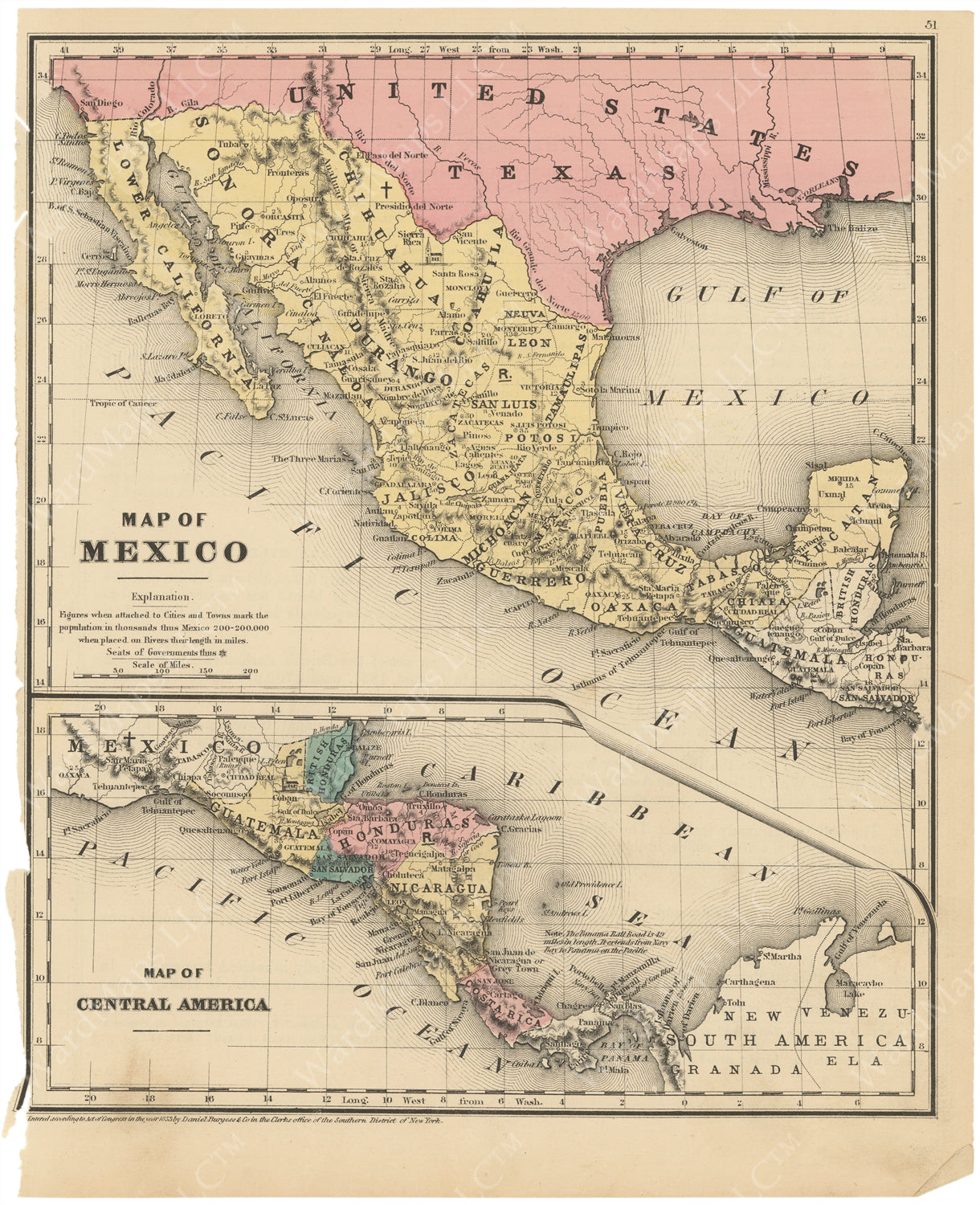 Mexico and Central America 1853 – WardMaps LLC