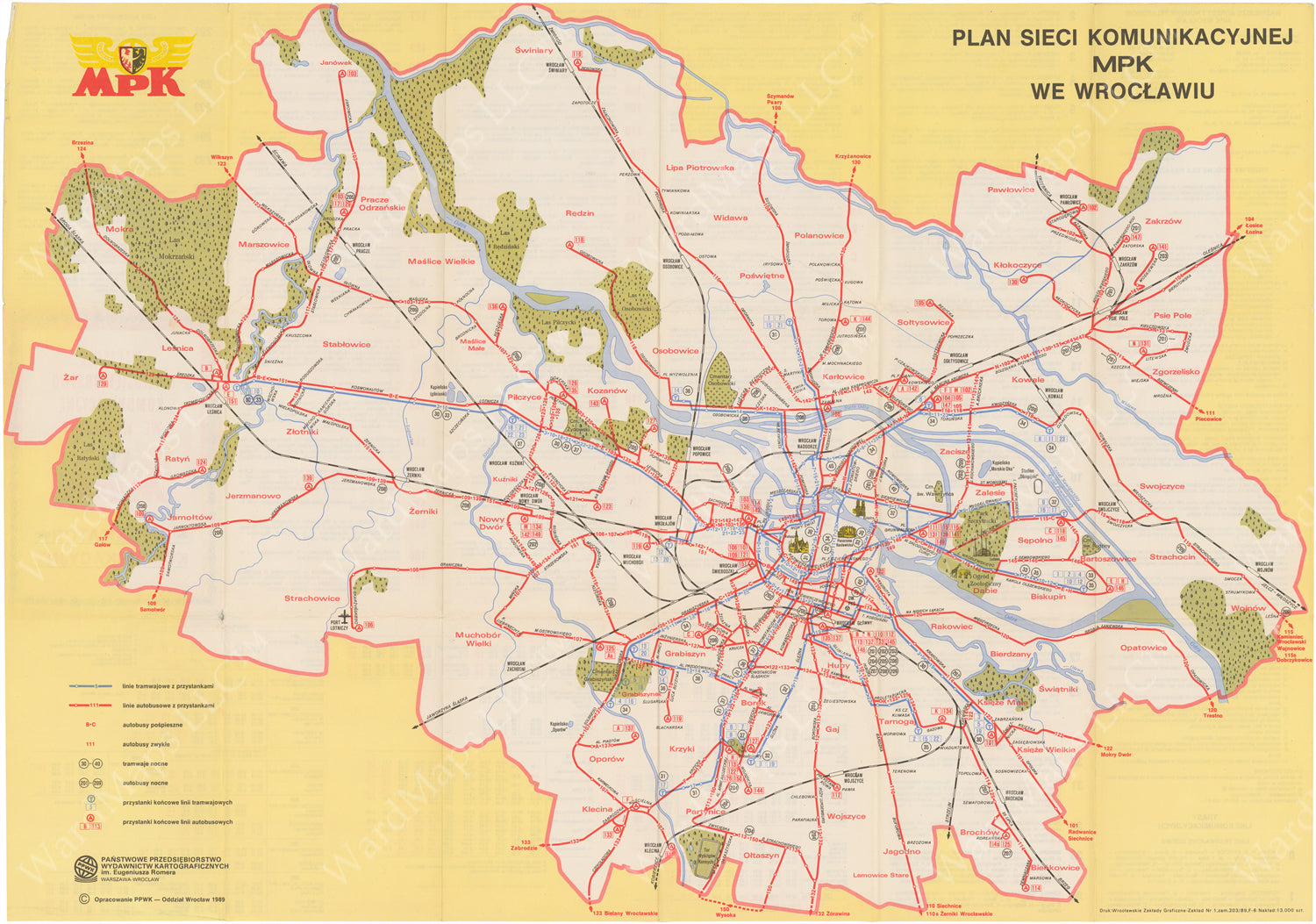 Warsaw, Poland Transit Map 1989 – WardMaps LLC