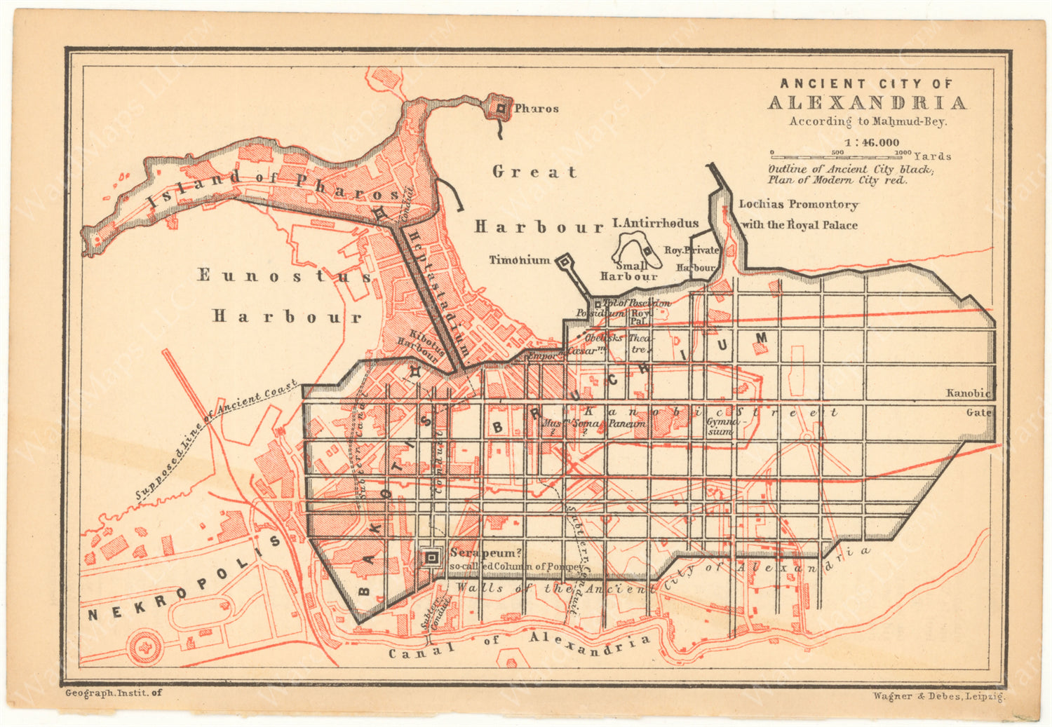 Alexandria, Egypt 1885: Ancient City According to Mahmud-Bey – WardMaps LLC
