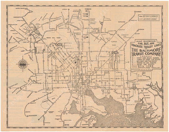 Baltimore Transit Co. (Maryland) System Map 1945 – WardMaps LLC
