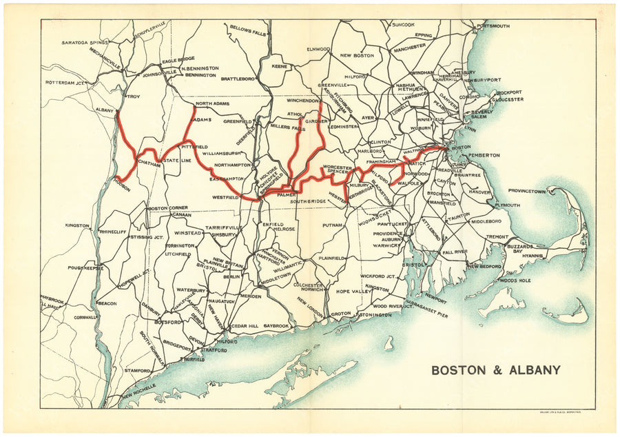 Boston & Albany Railroad (Massachusetts and New York) System Map 1923 ...