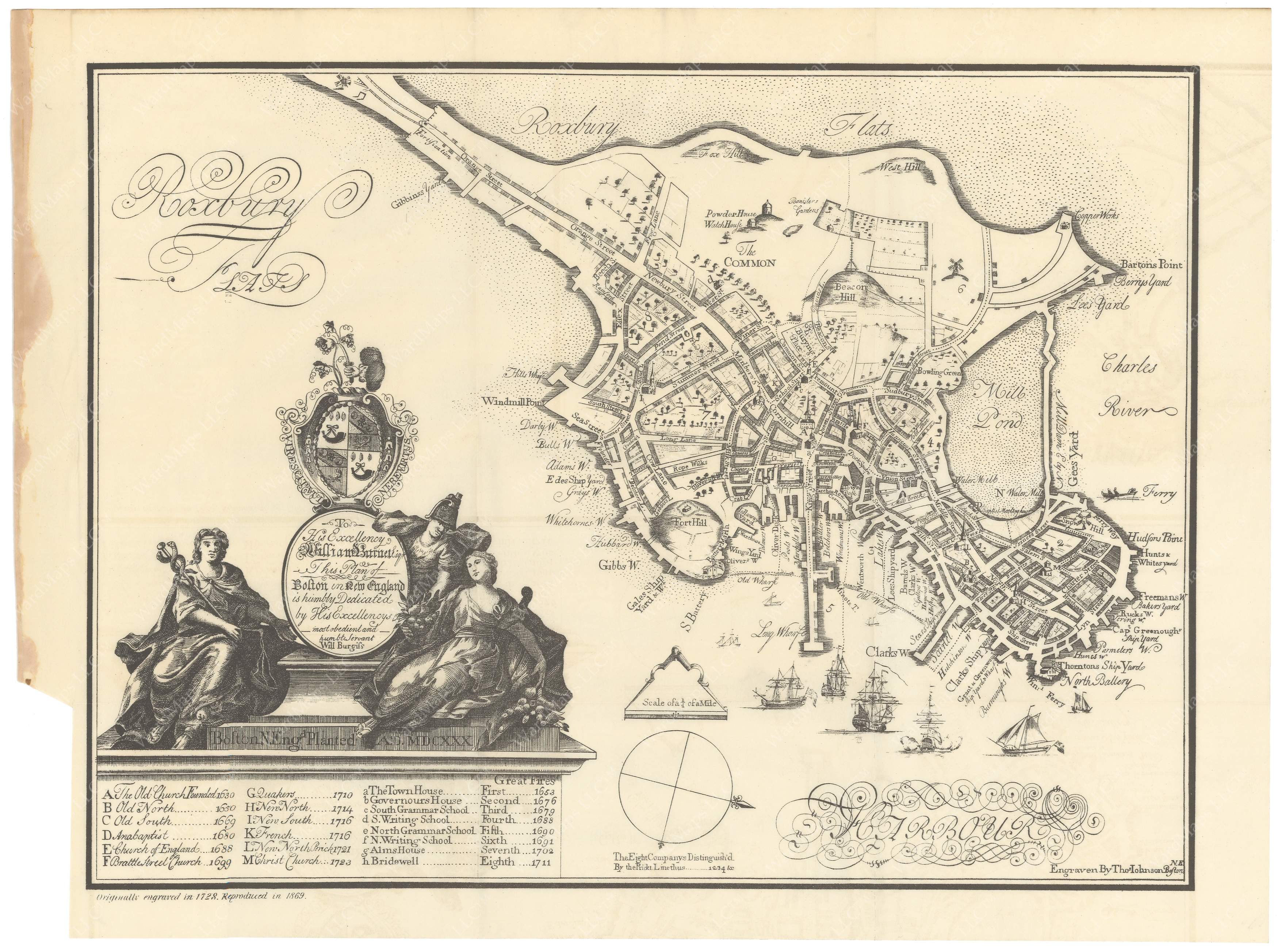Boston, Massachusetts 1728 (Reprinted 1869) – WardMaps LLC