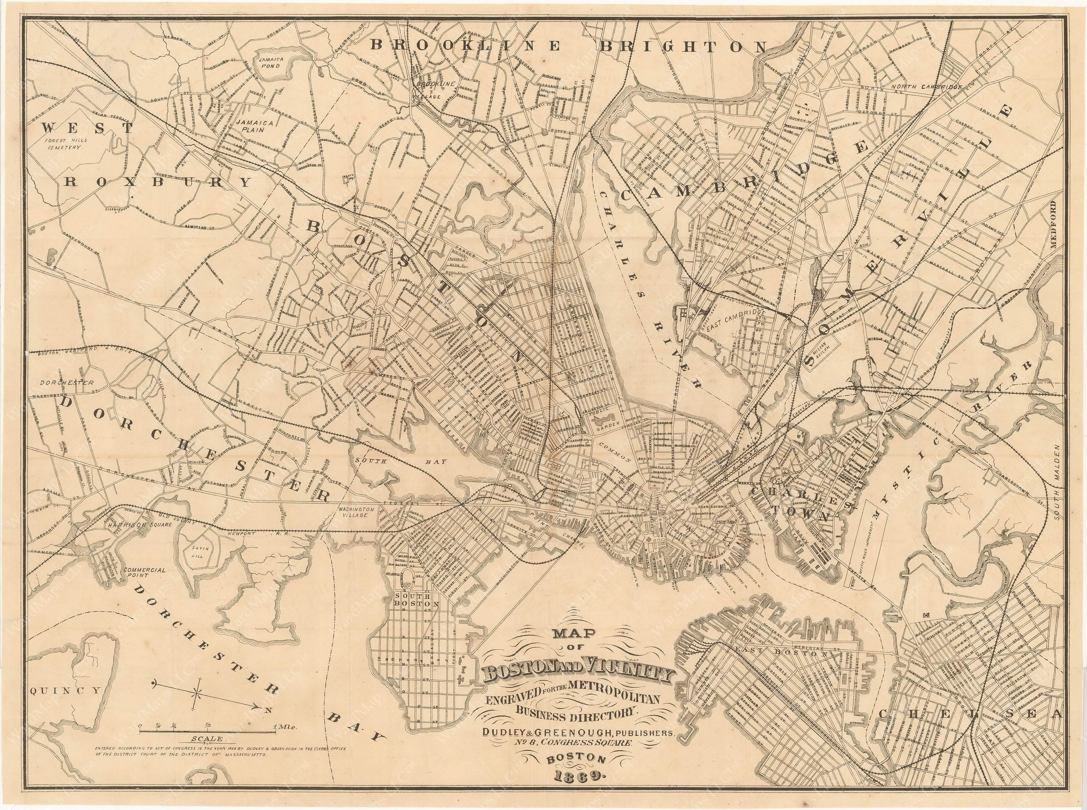 Boston, Massachusetts and Vicinity 1869 – WardMaps LLC