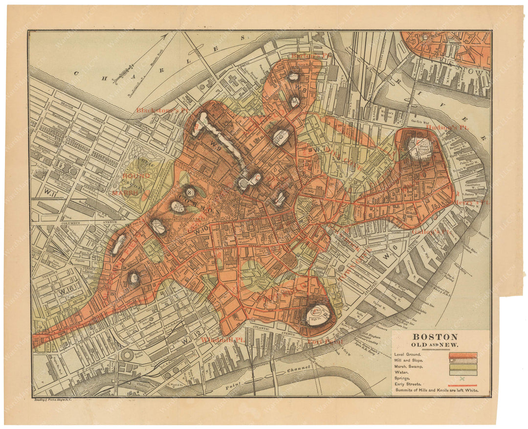 Boston, Massachusetts "Old and New" 1892 – WardMaps LLC