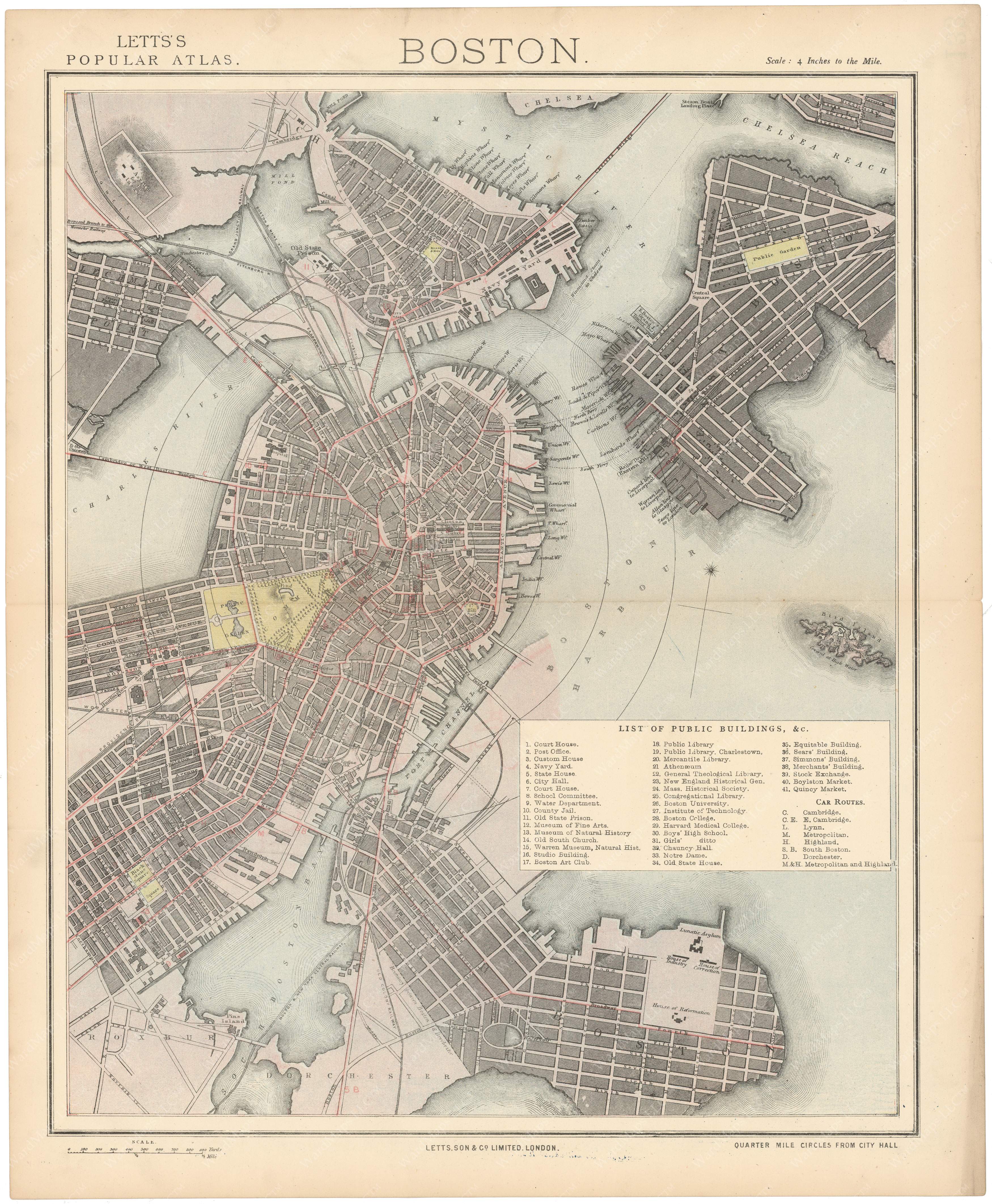 Boston, Massachusetts Circa 1880 – WardMaps LLC