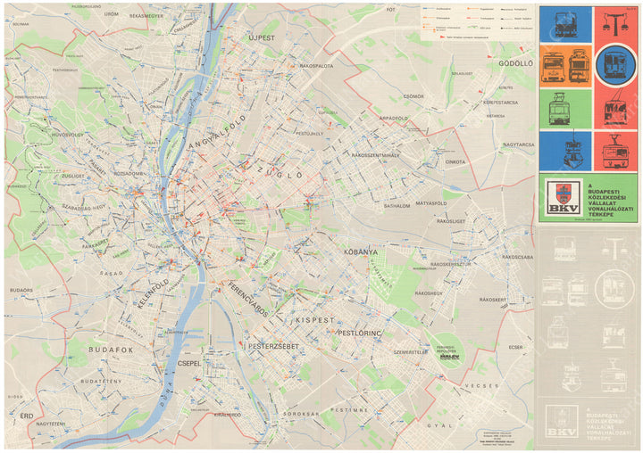 Budapest, Hungary Transit System Map 1980 – WardMaps LLC