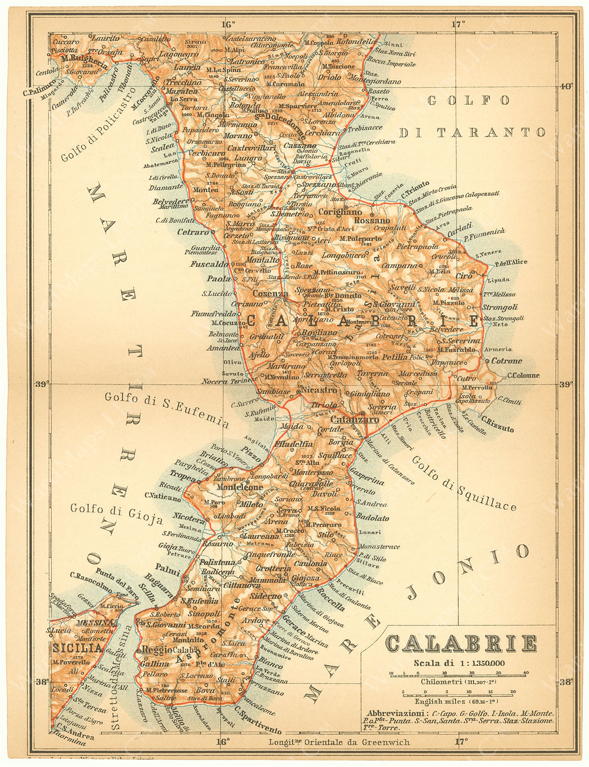 Calabria, Italy 1908 – WardMaps LLC