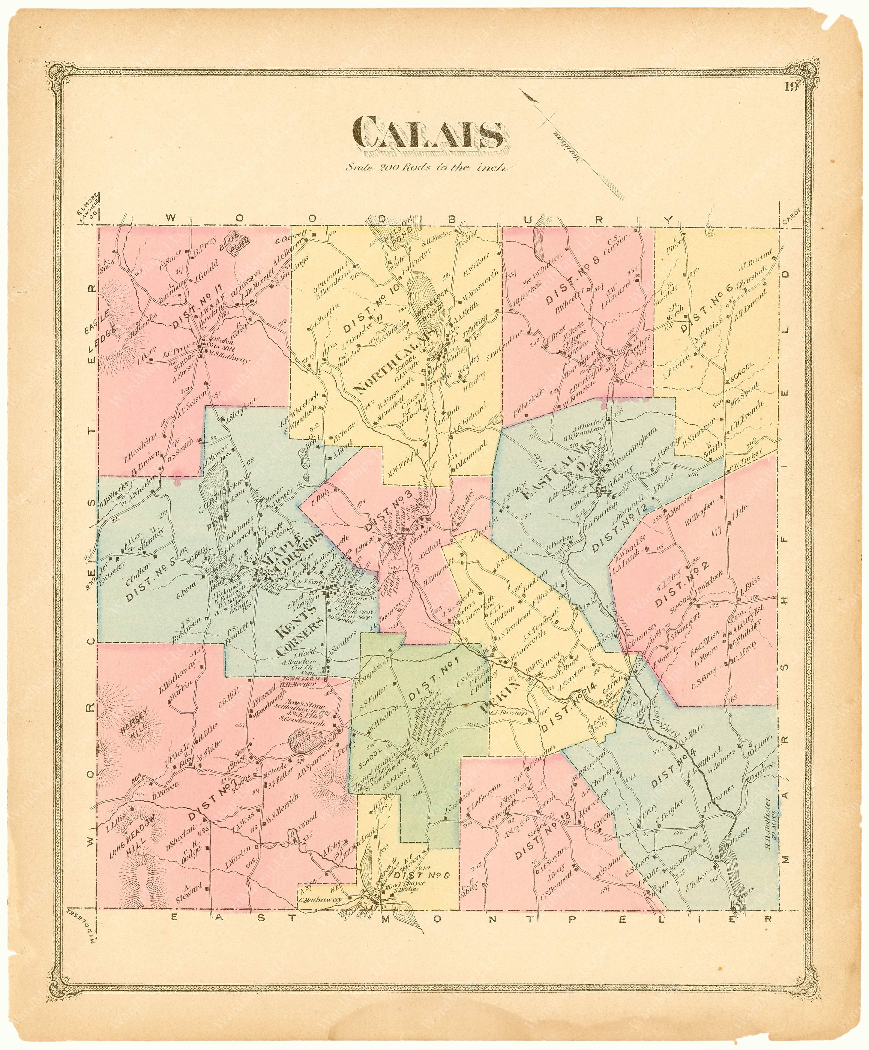 Calais, Vermont 1873 – WardMaps LLC