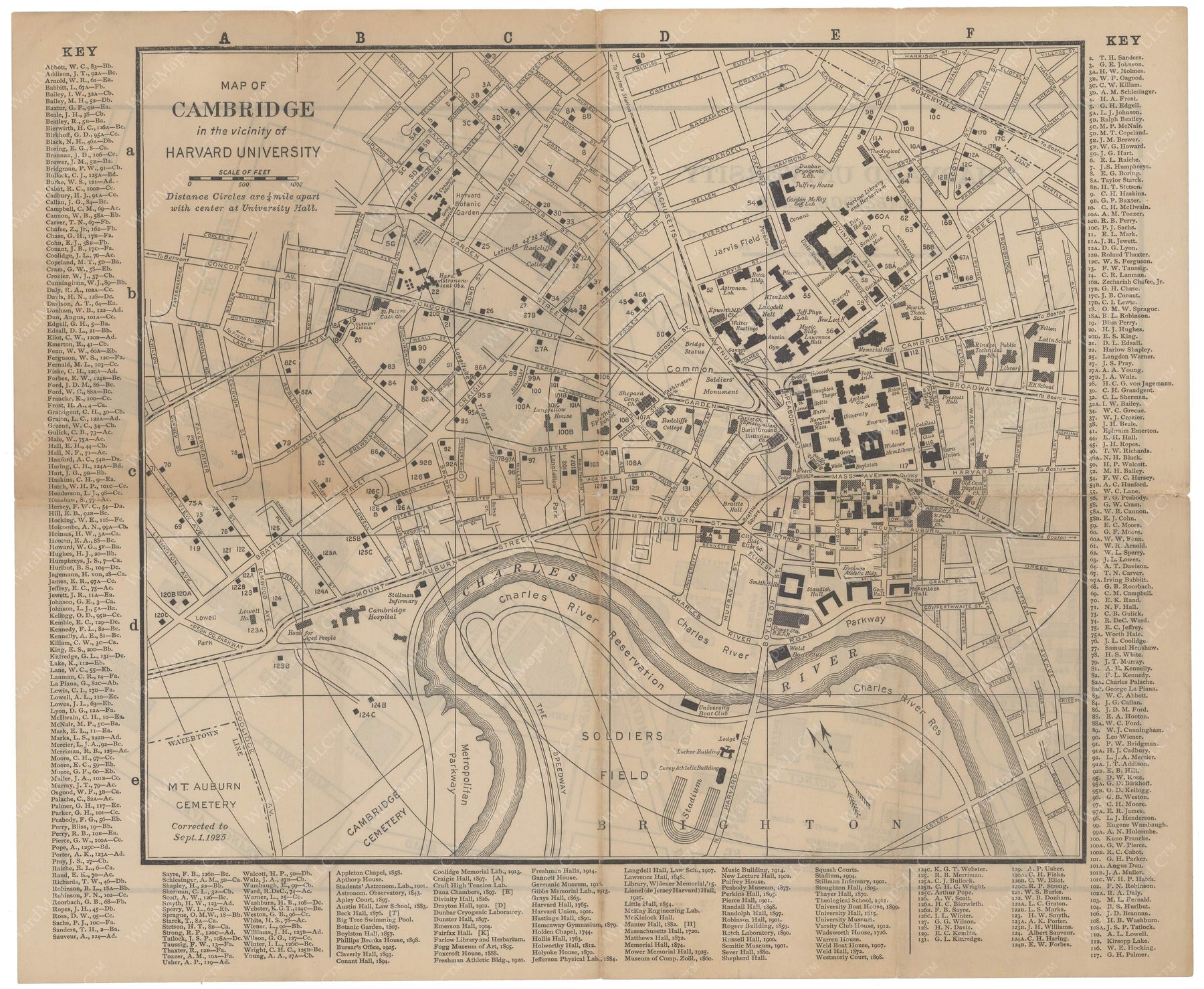 Cambridge, Massachusetts 1925: Harvard University – WardMaps LLC