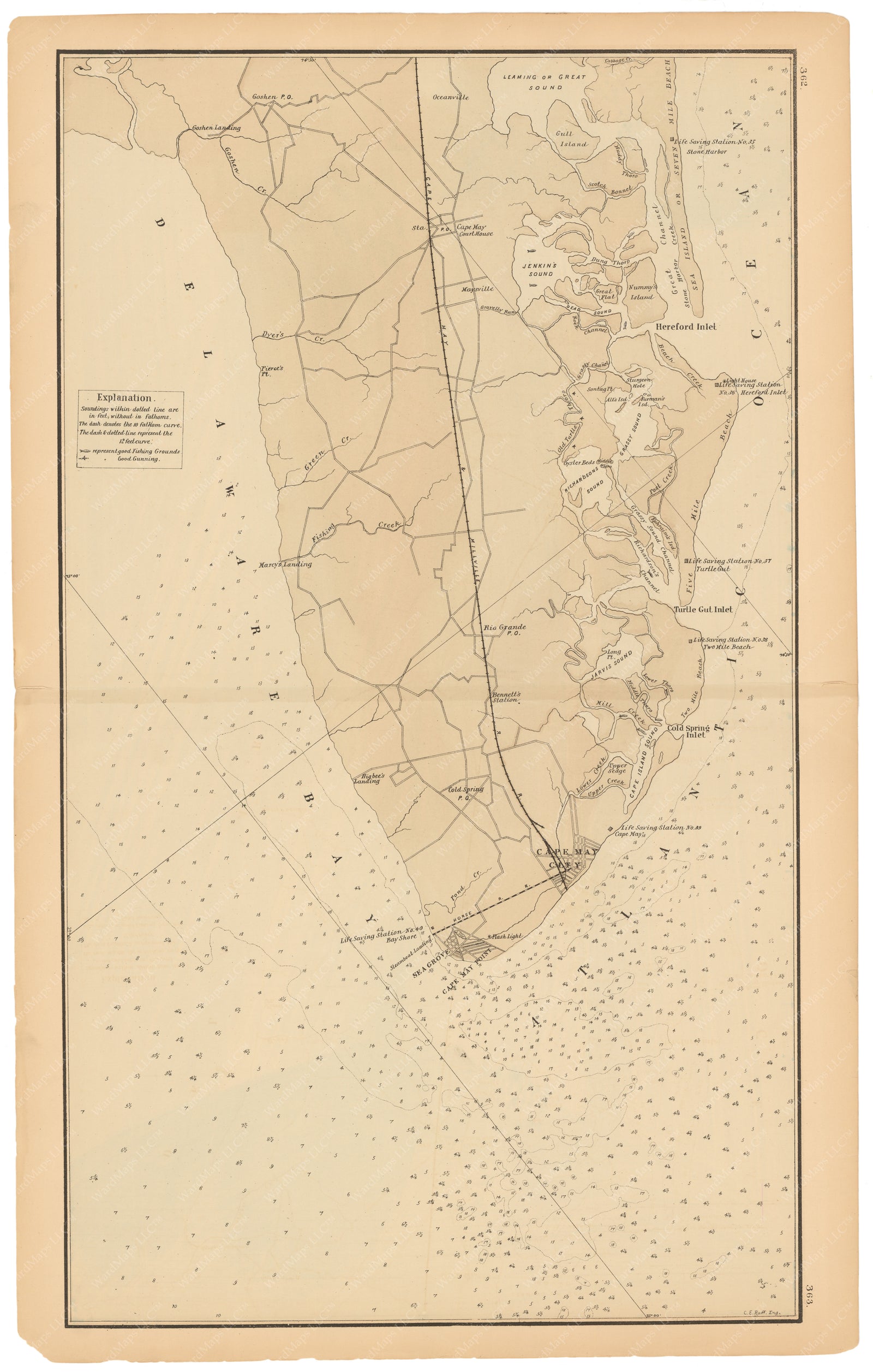 New Jersey Coast, from Oceanville to Cape May Point 1878 – WardMaps LLC