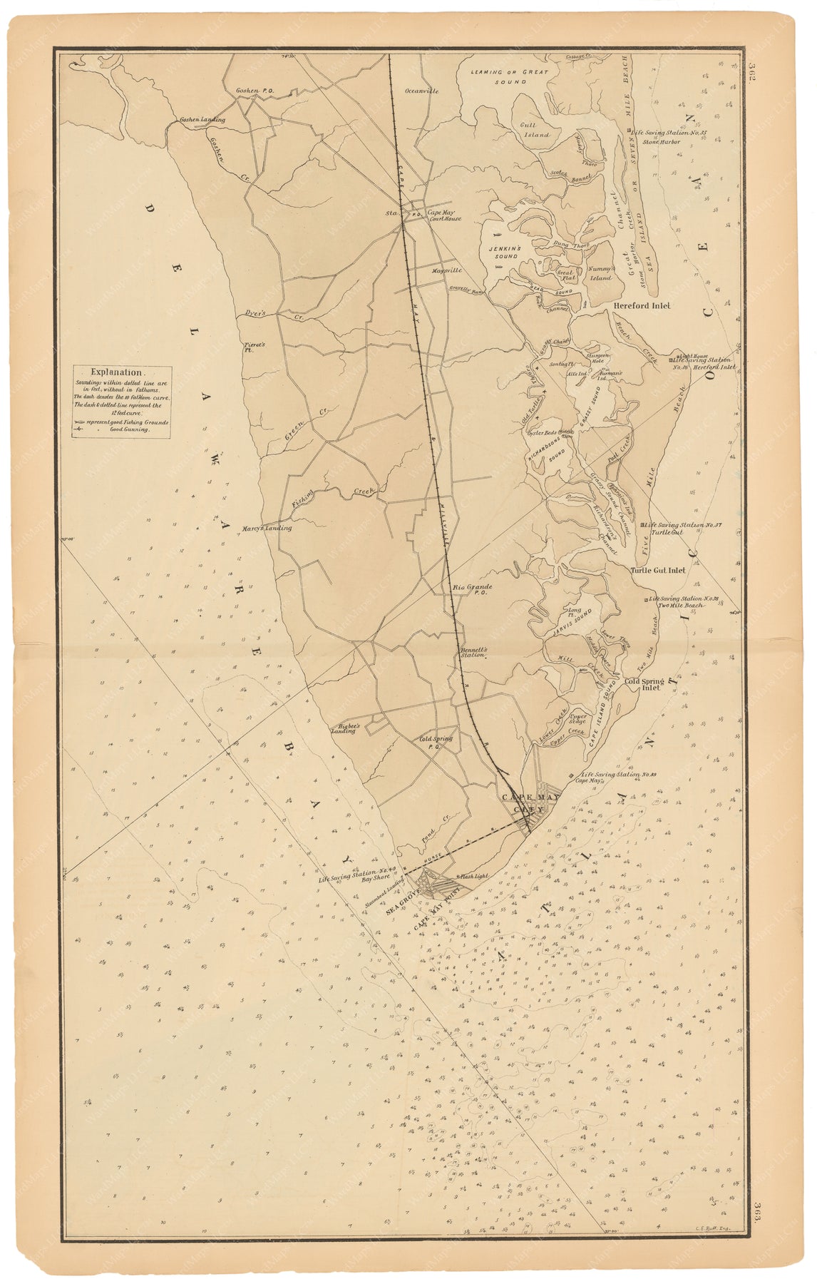New Jersey Coast, from Oceanville to Cape May Point 1878 – WardMaps LLC