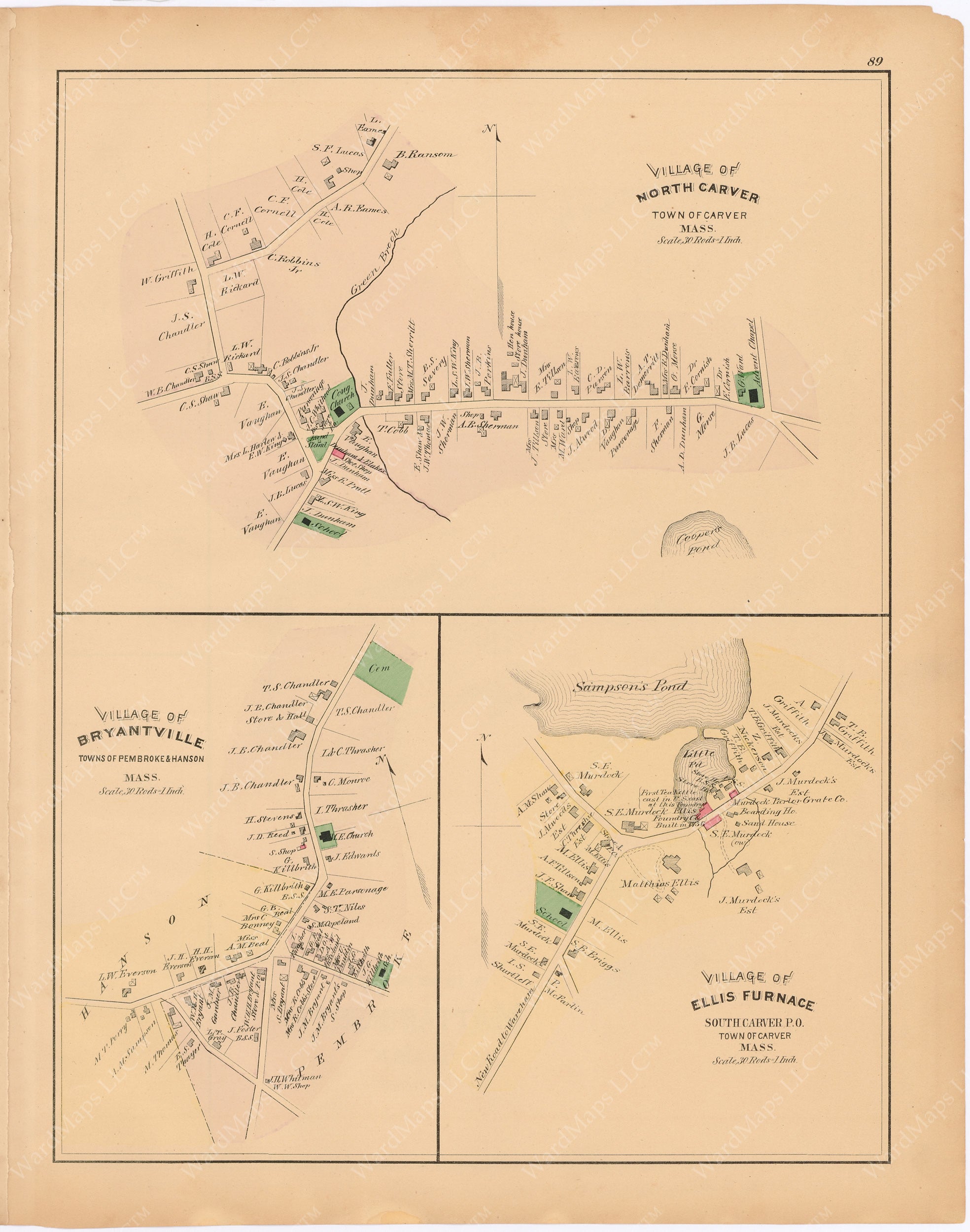 Carver, Hanson, and Pembroke, Massachusetts 1879 – WardMaps LLC