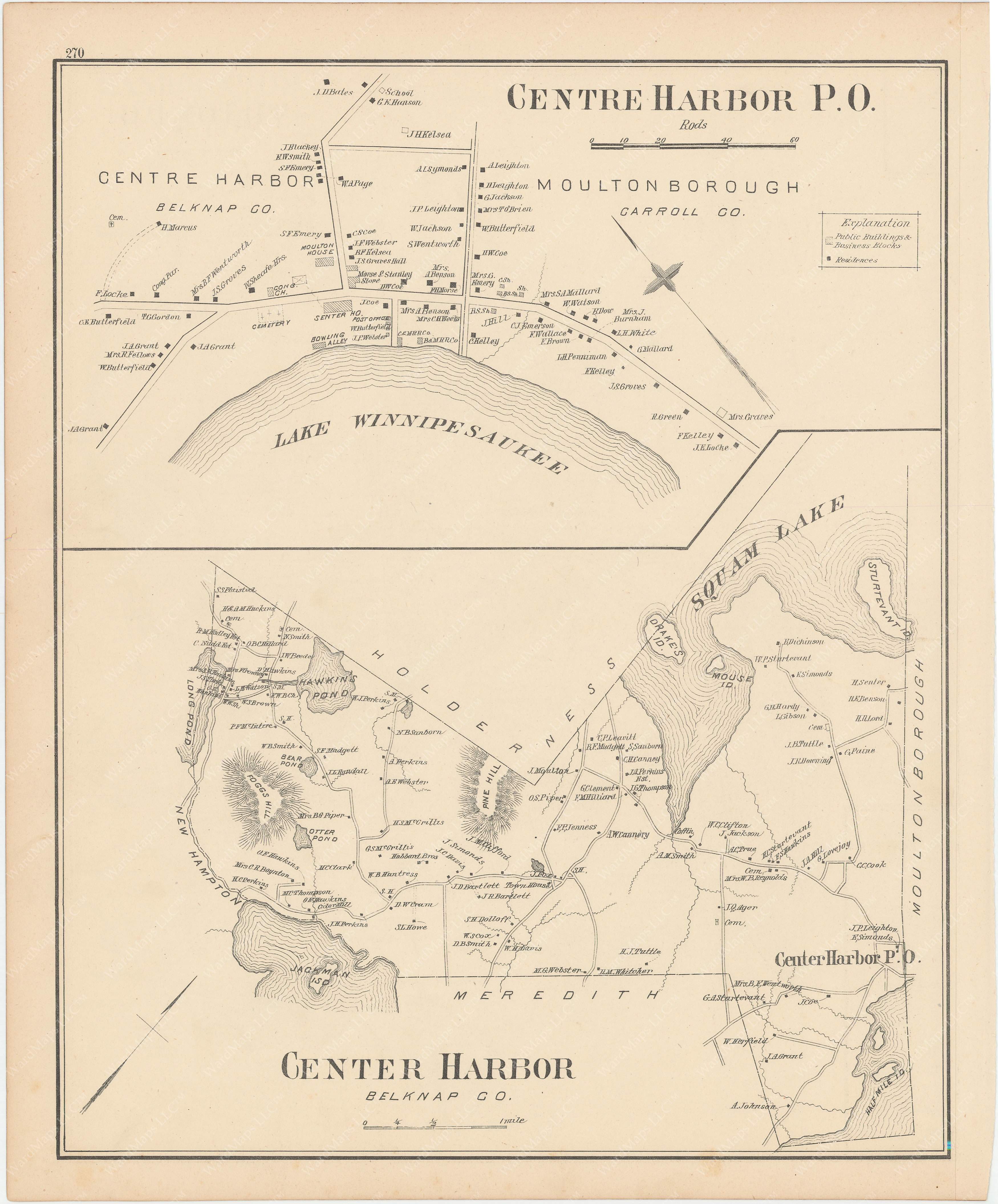 Center Harbor, New Hampshire 1892 – WardMaps LLC