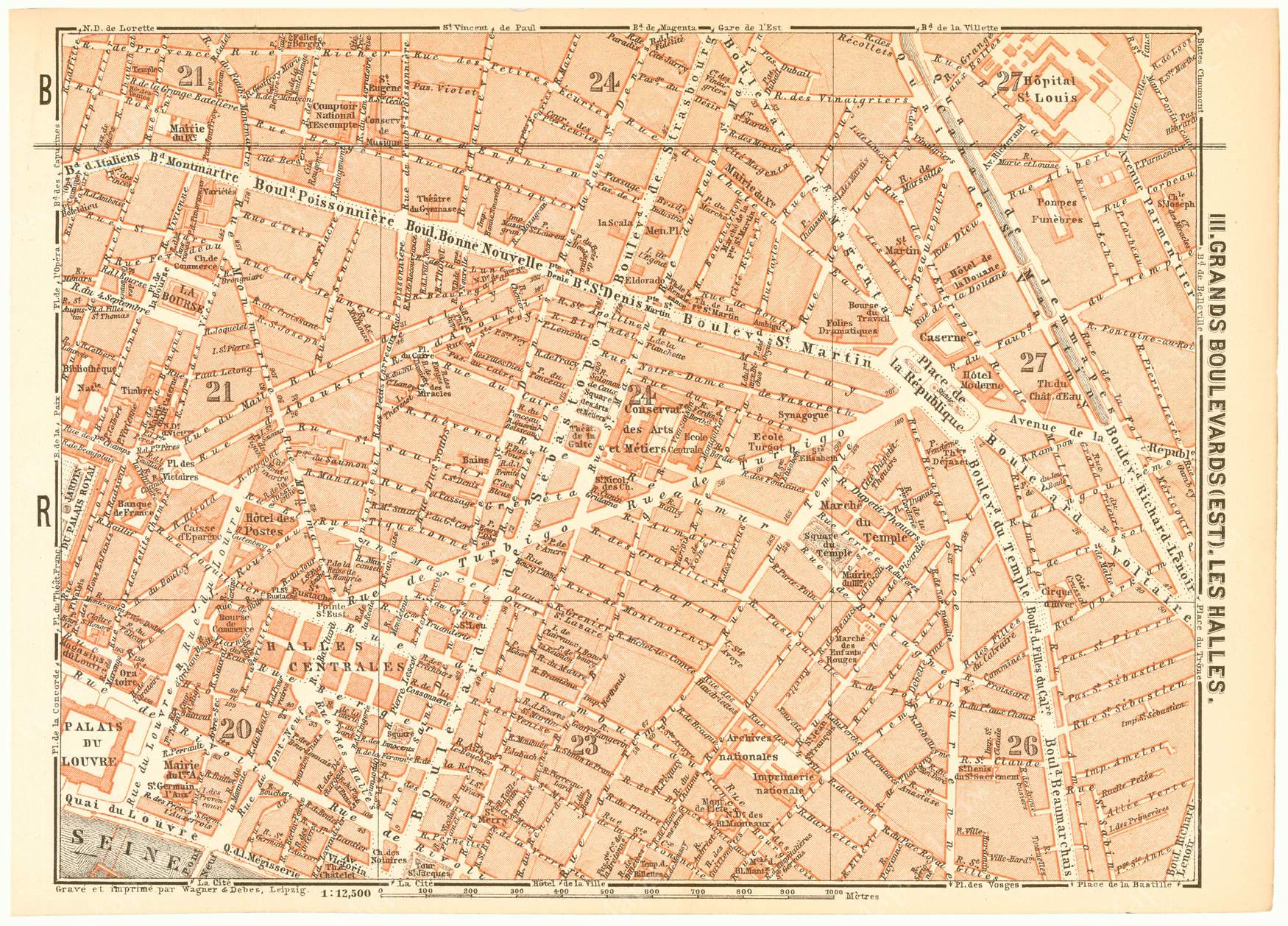 Paris, France 1891: Les Halles, and Place de la Republique – WardMaps LLC