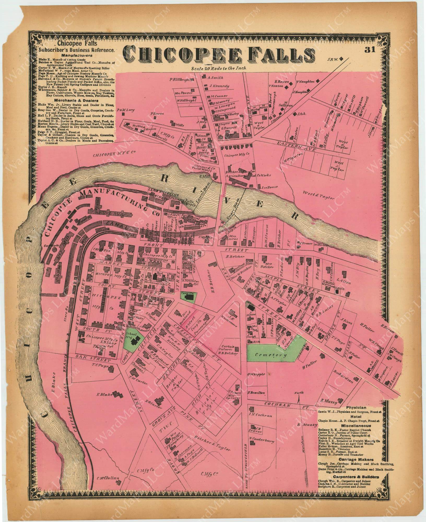 Chicopee Falls, Massachusetts 1870 – WardMaps LLC