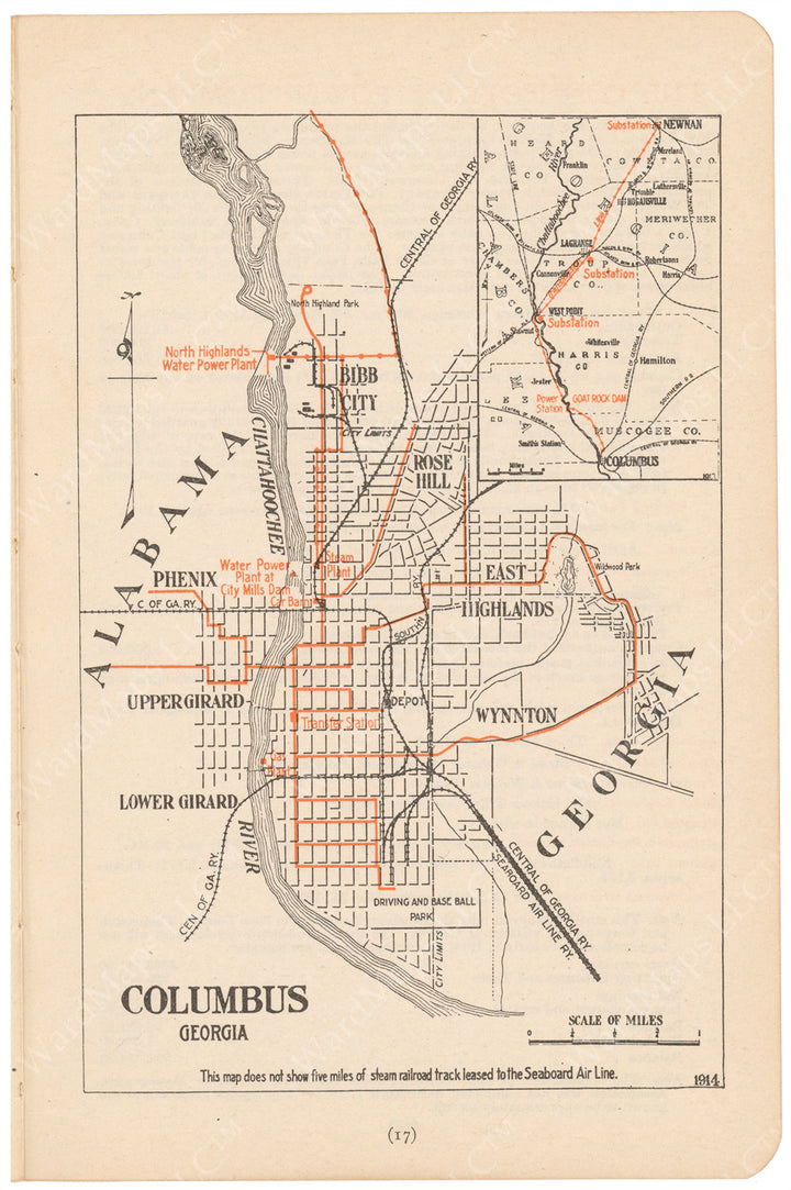 Columbus, Georgia (USA) 1914: Streetcar Lines – WardMaps LLC
