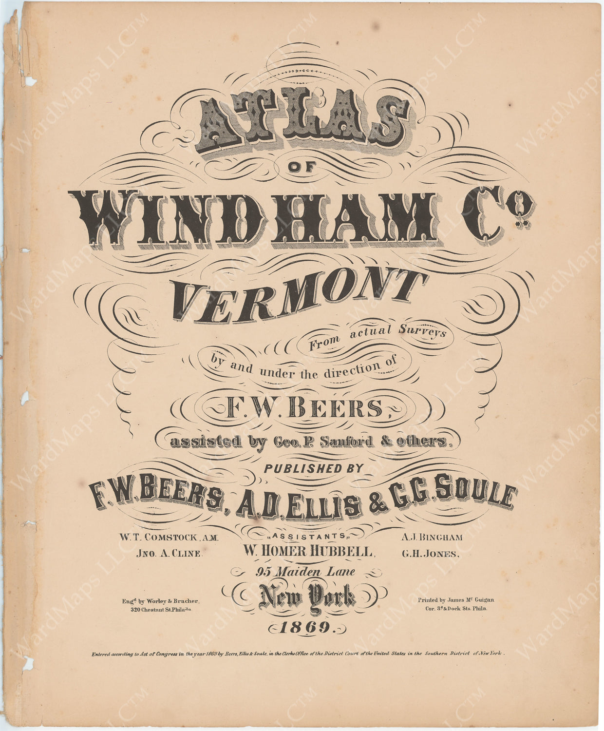 Windham County, Vermont 1869 Title Page – WardMaps LLC