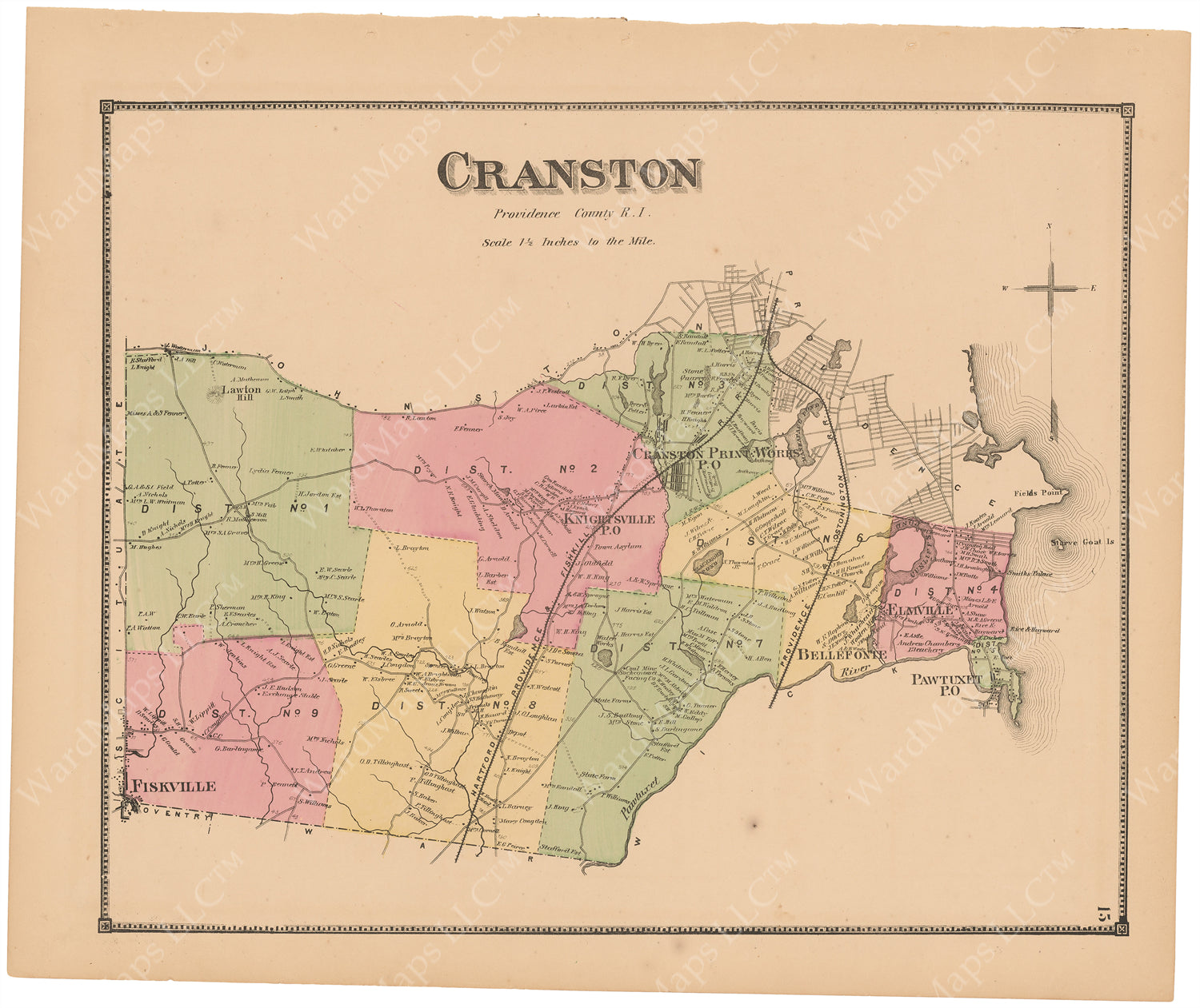 Cranston, Rhode Island 1870 – WardMaps LLC