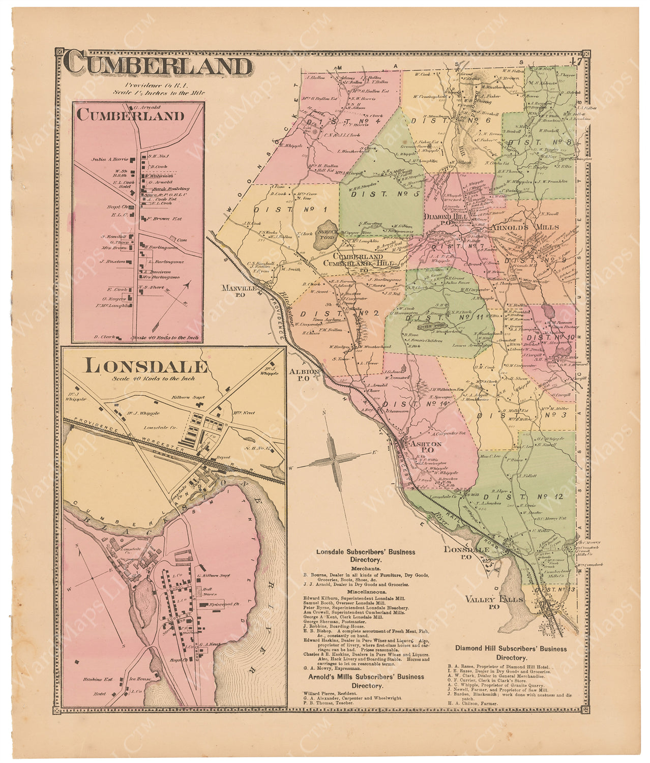 Cumberland, Rhode Island 1870 – WardMaps LLC