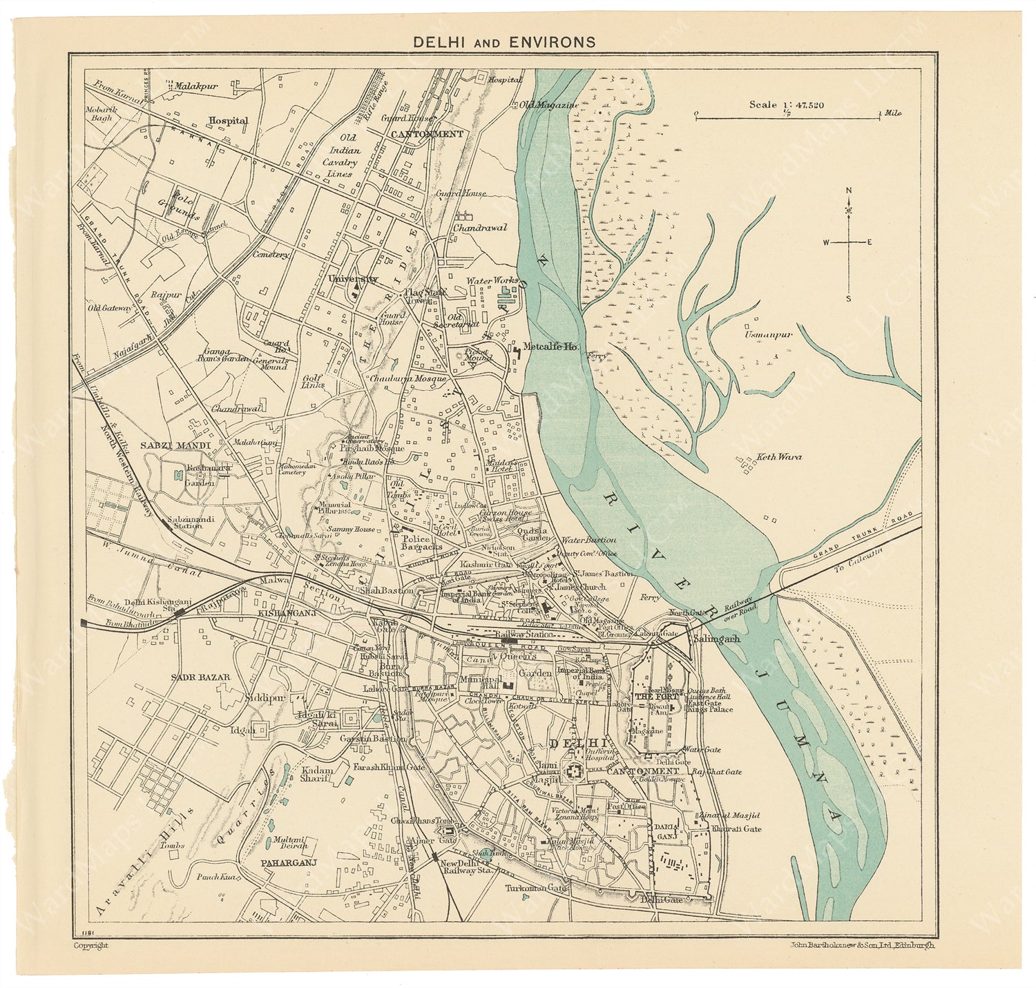 Delhi and Environs, India 1953 – WardMaps LLC