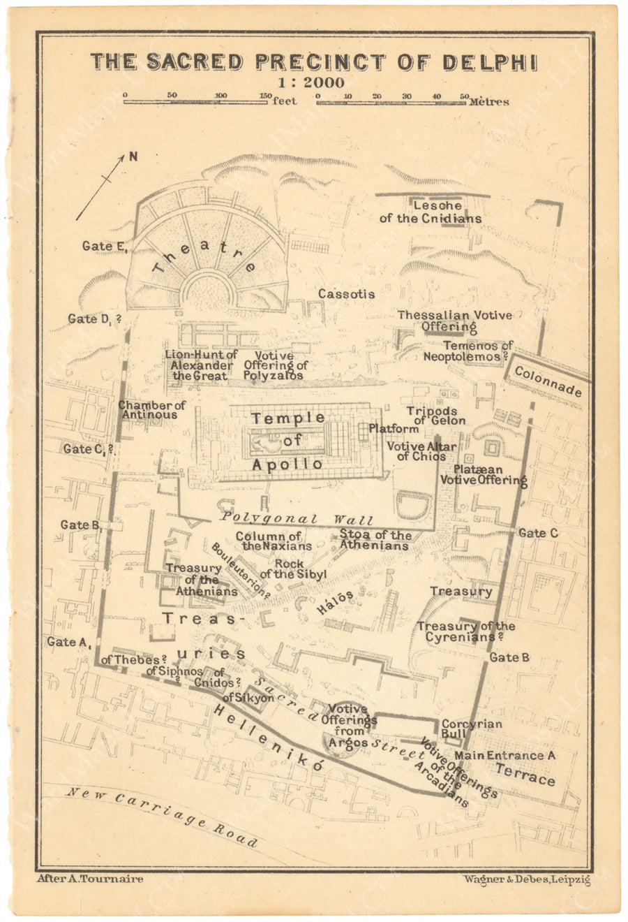 Delphi, Greece 1909: Sacred Precinct – WardMaps LLC