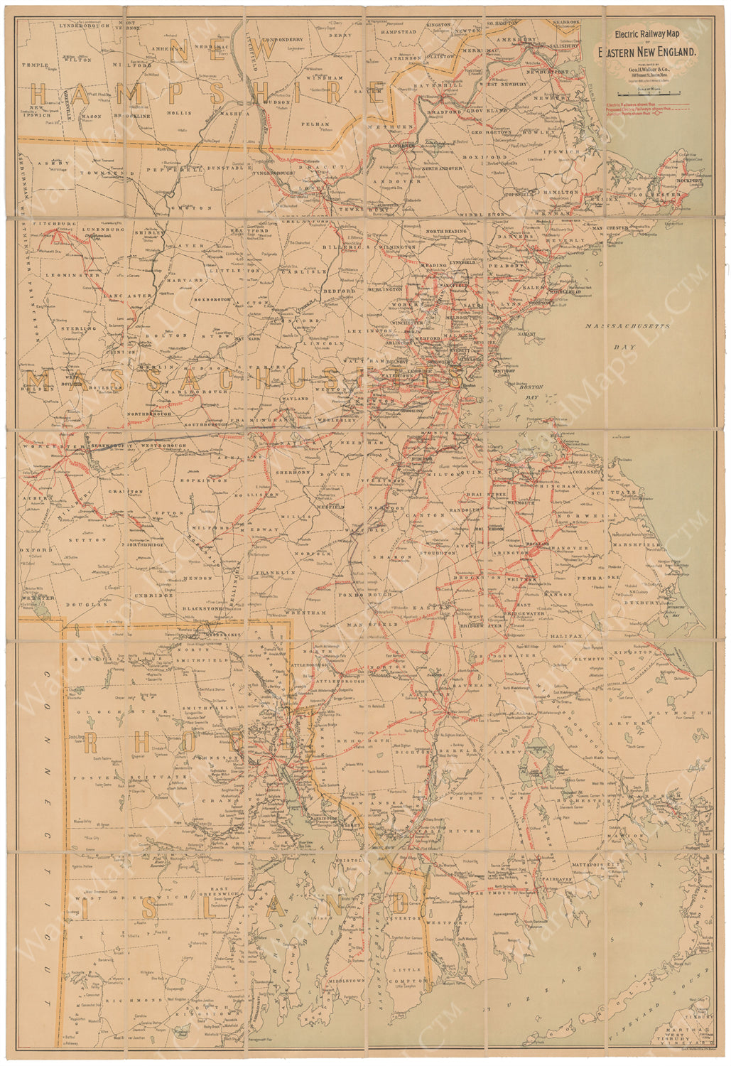 Electric Railway Map of Eastern New England (Massachusetts and Rhode I ...