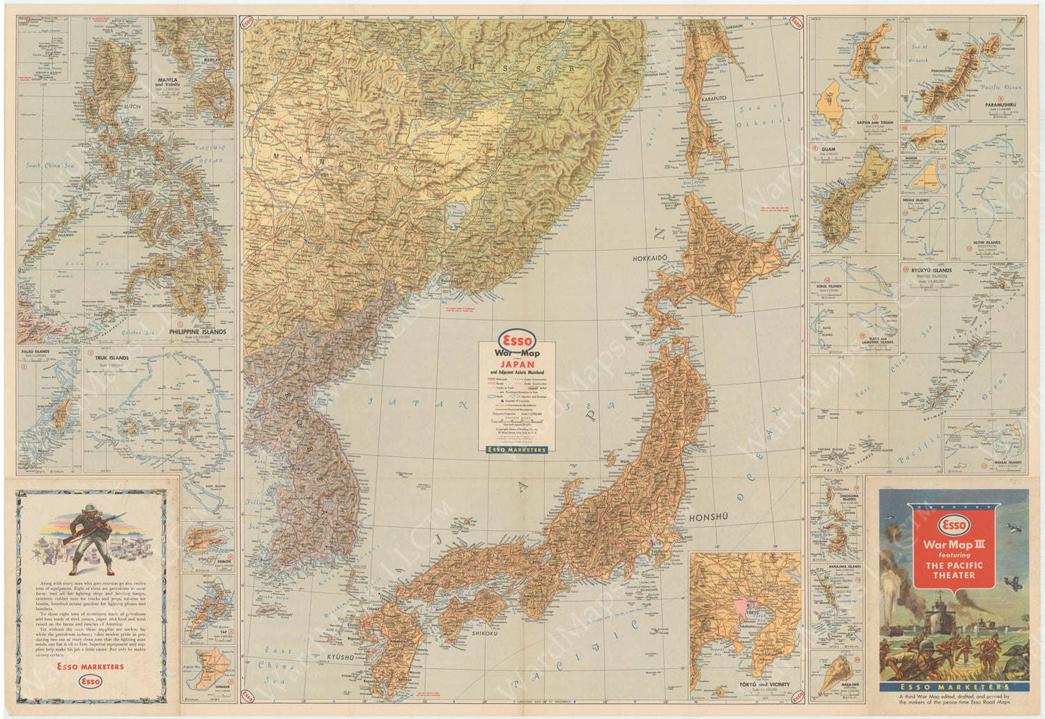 WWII Map of the Pacific Theater 1940: Japan Region – WardMaps LLC