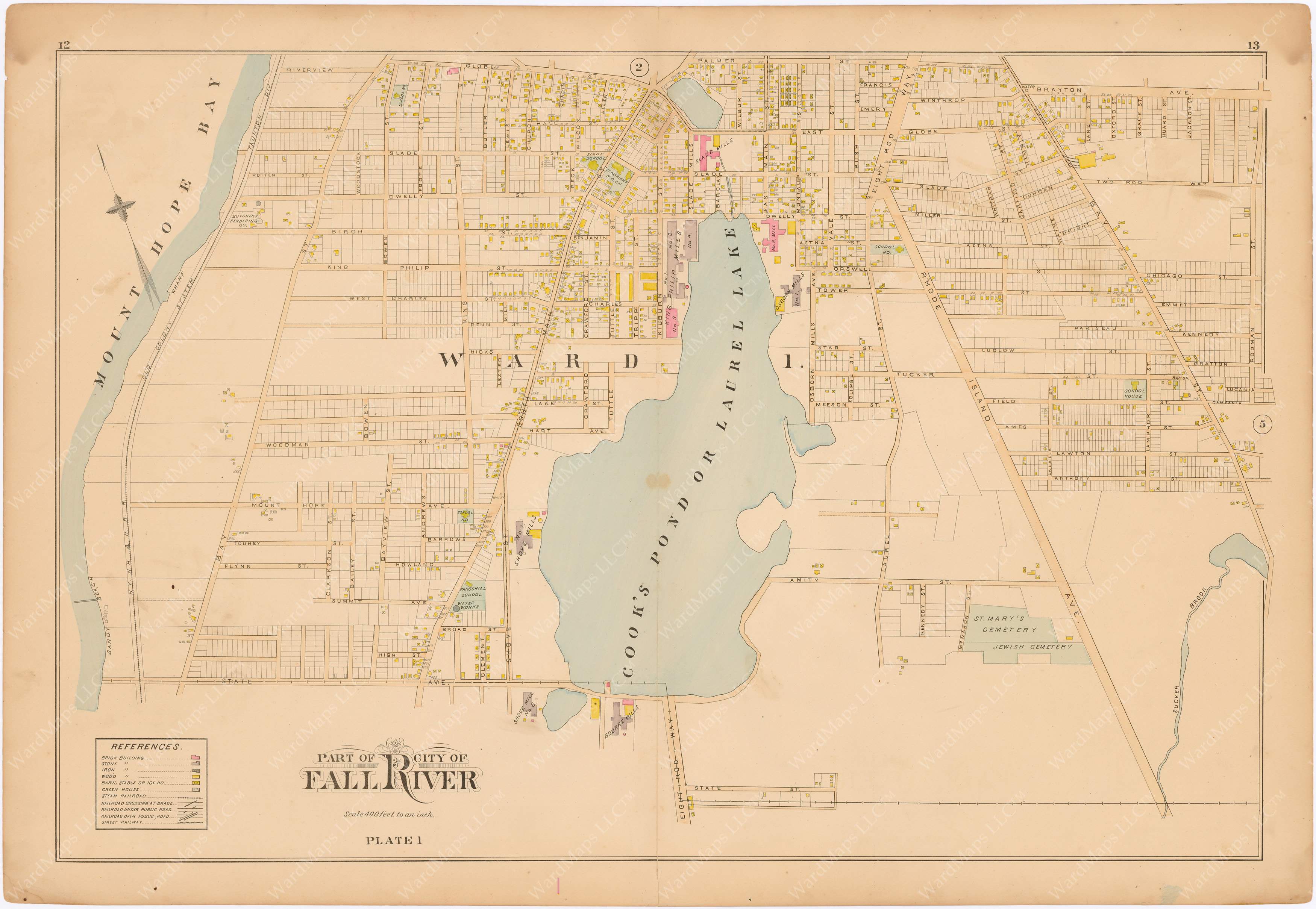 Fall River, Massachusetts 1895: Plate 001 – WardMaps LLC