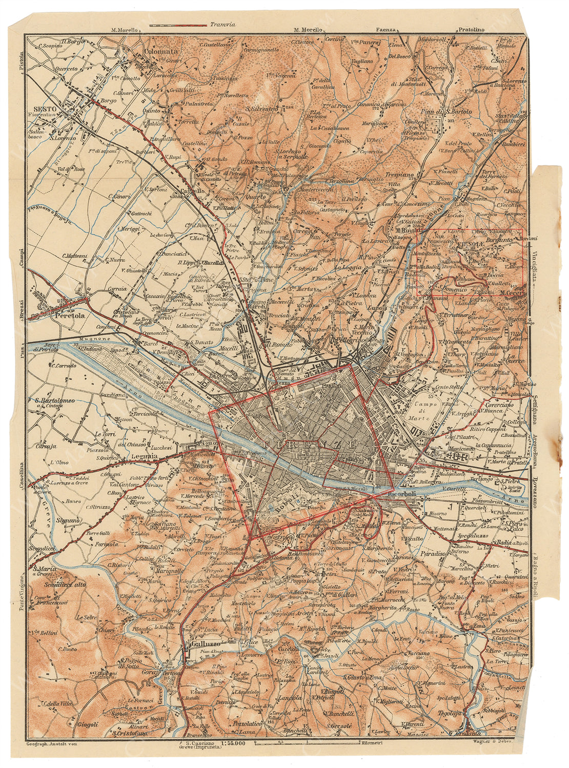 Florence and Environs, Italy 1928 – WardMaps LLC