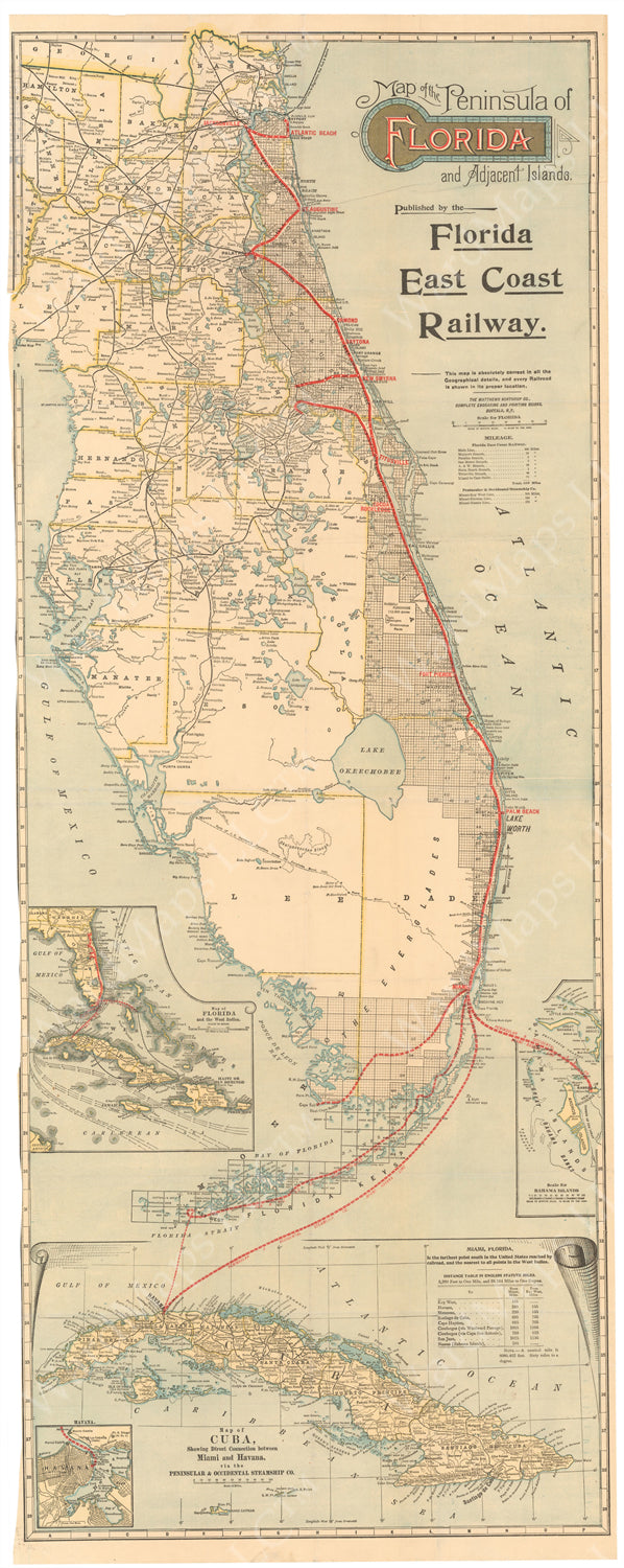 Florida East Coast Railway System Map 1907 – WardMaps LLC