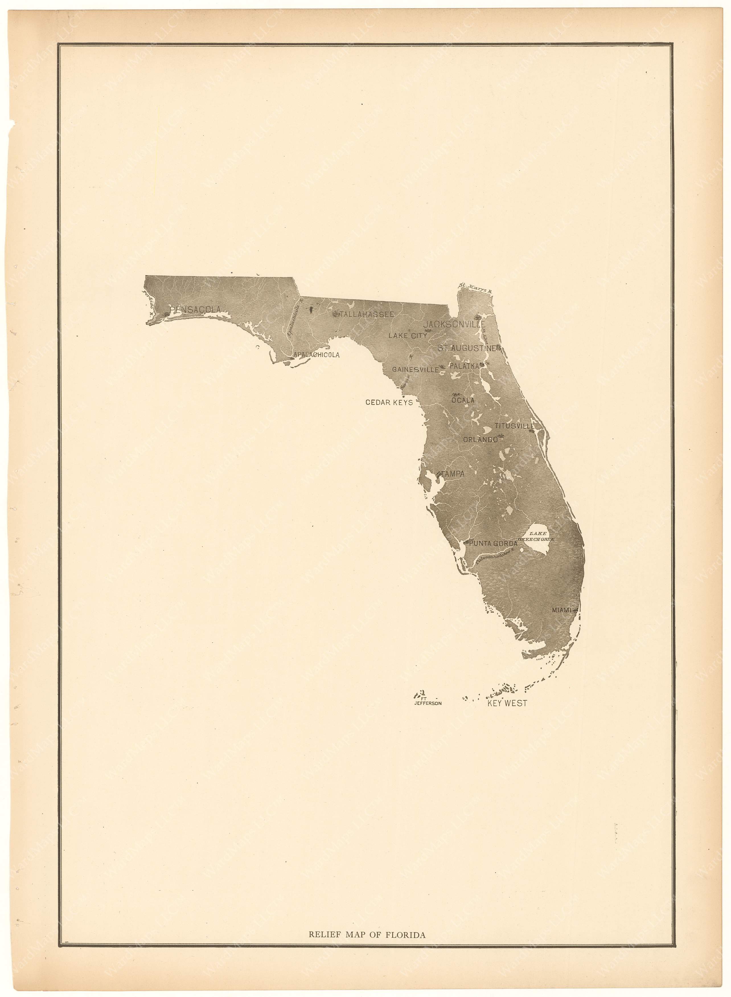 Florida 1912: Relief Map – WardMaps LLC