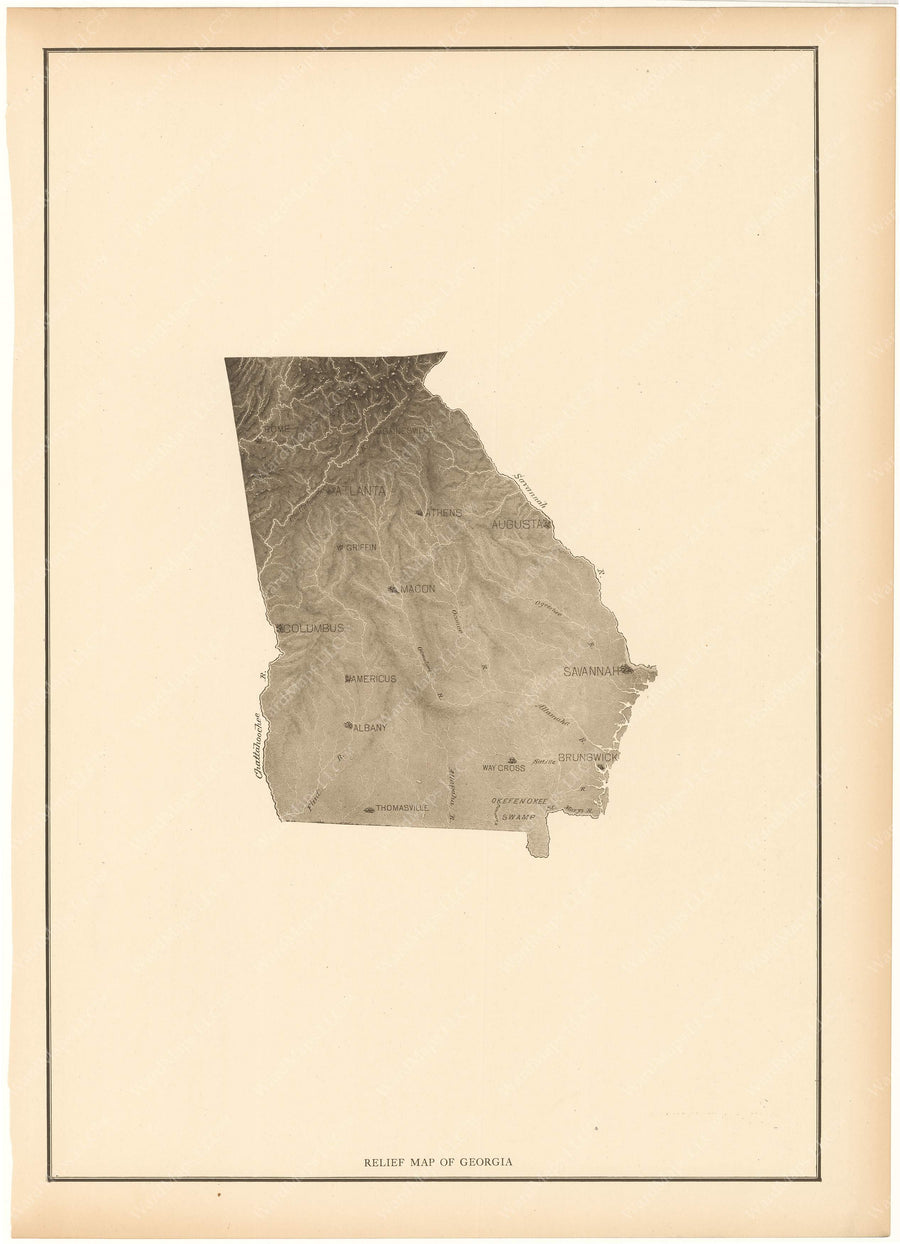 Georgia 1912: Relief Map – WardMaps LLC