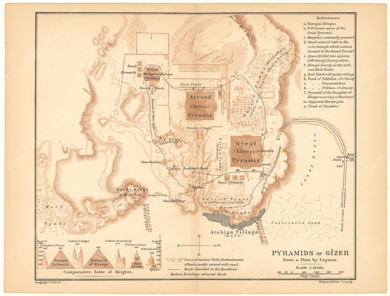 Giza Map Historic 1926 Map Egypt 1:50,000. El Giza Pyramids (1927